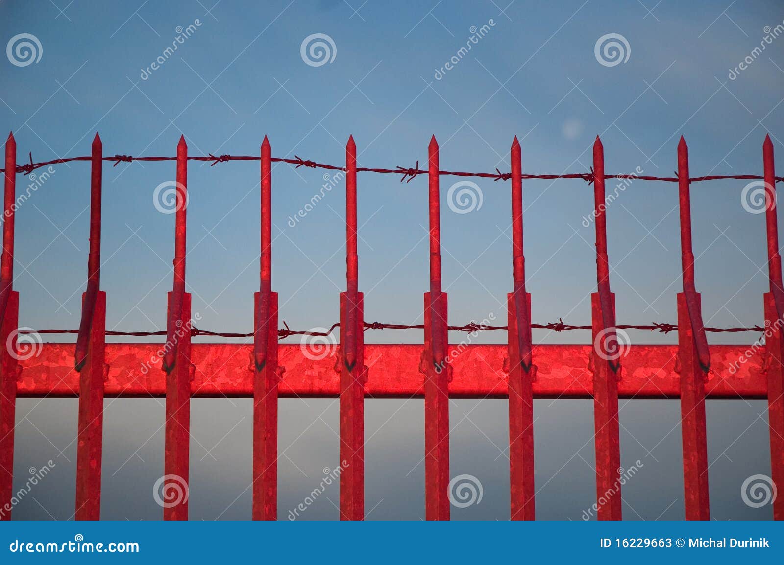 Red metal fence stock image. Image of alluminium, industrial - 16229663