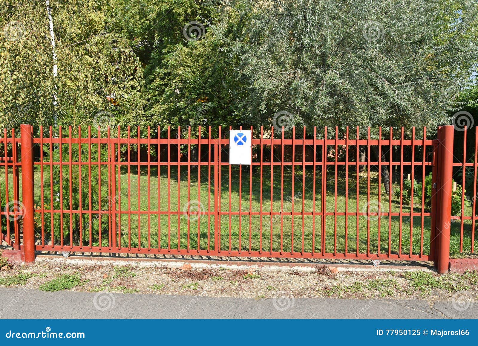 Red metal fence stock image. Image of system, protection - 77950125