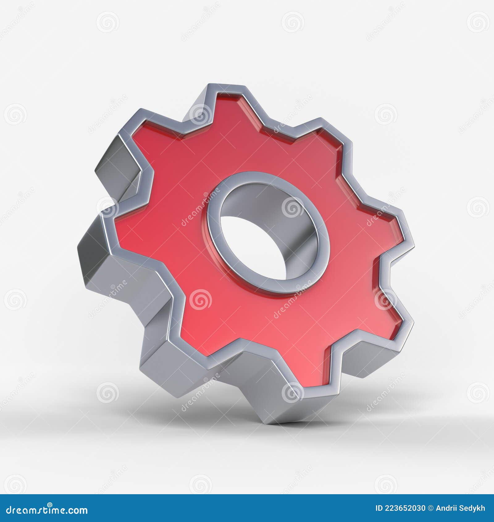 Red Metal Gear Isolated on White Background Stock Illustration ...