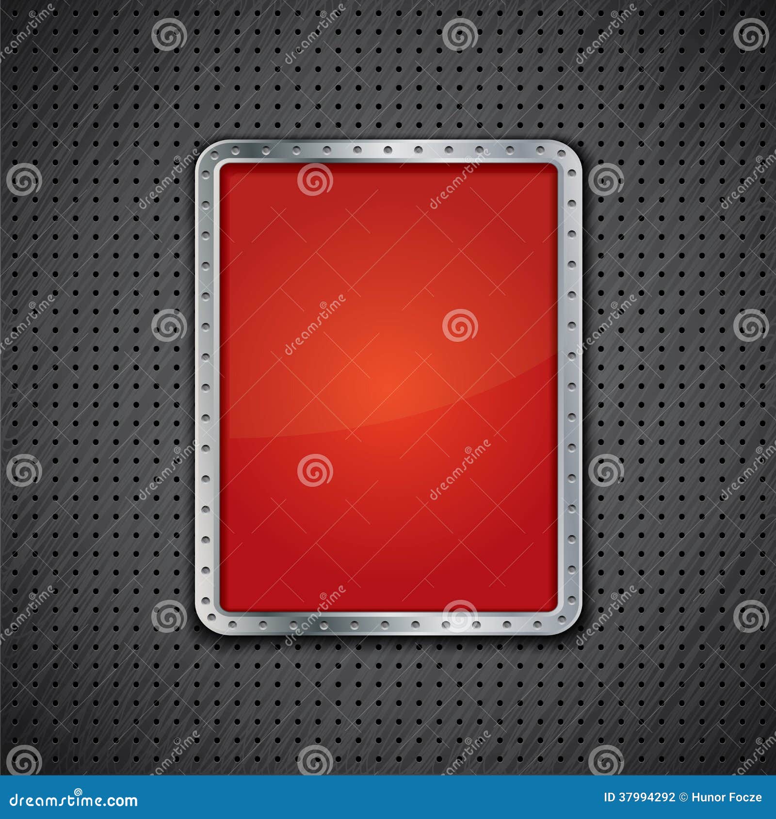 Red Metal Panel on Dark Metallic Background Stock Vector - Illustration ...