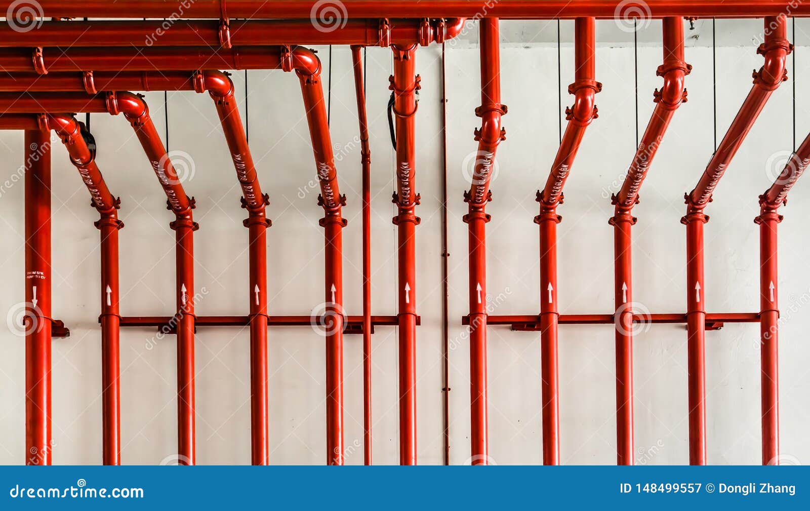 Red Color Metal Pipe on White Wall Stock Image - Image of fire ...