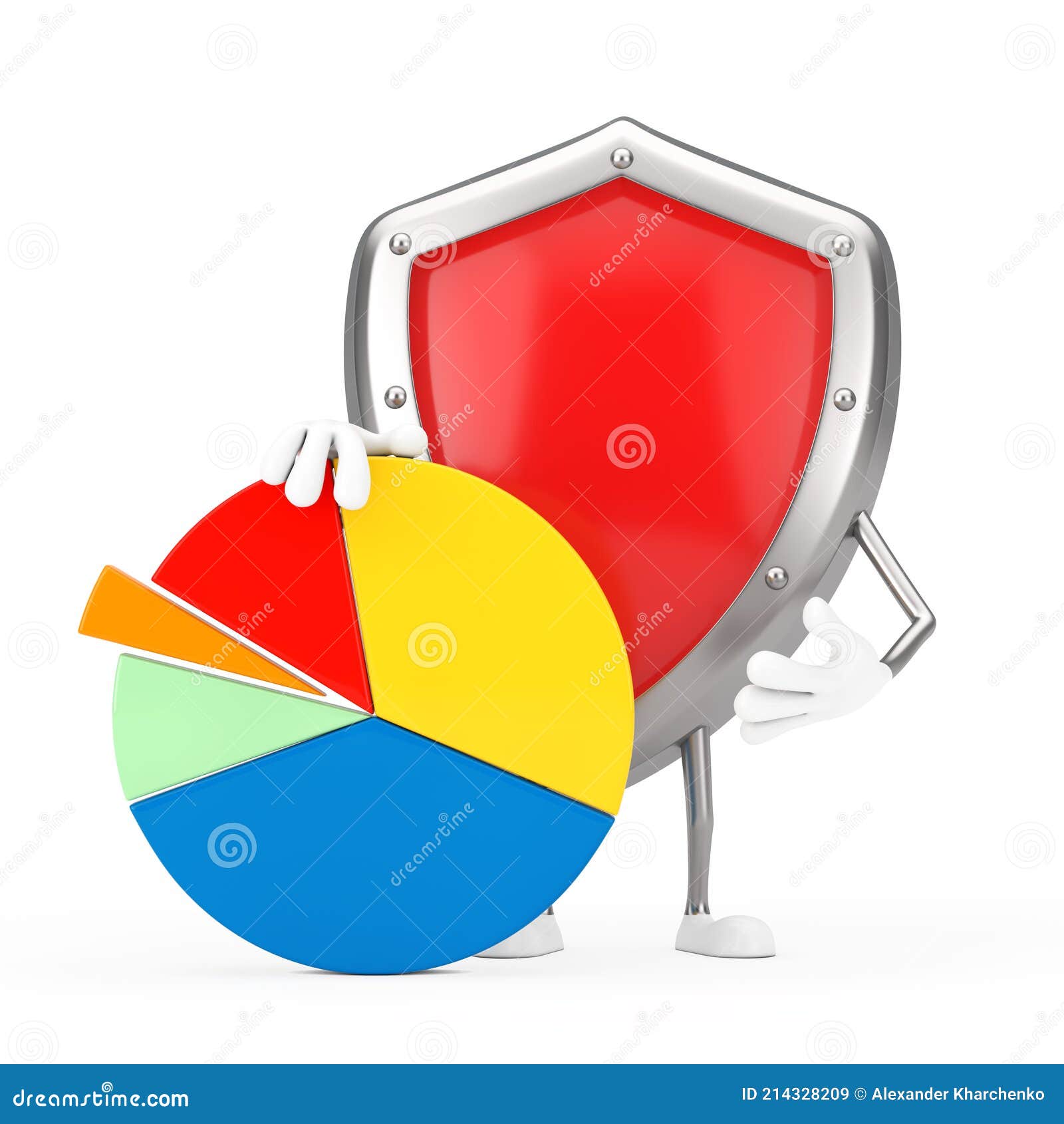 Red Metal Protection Shield Character Mascot With Info Graphics ...