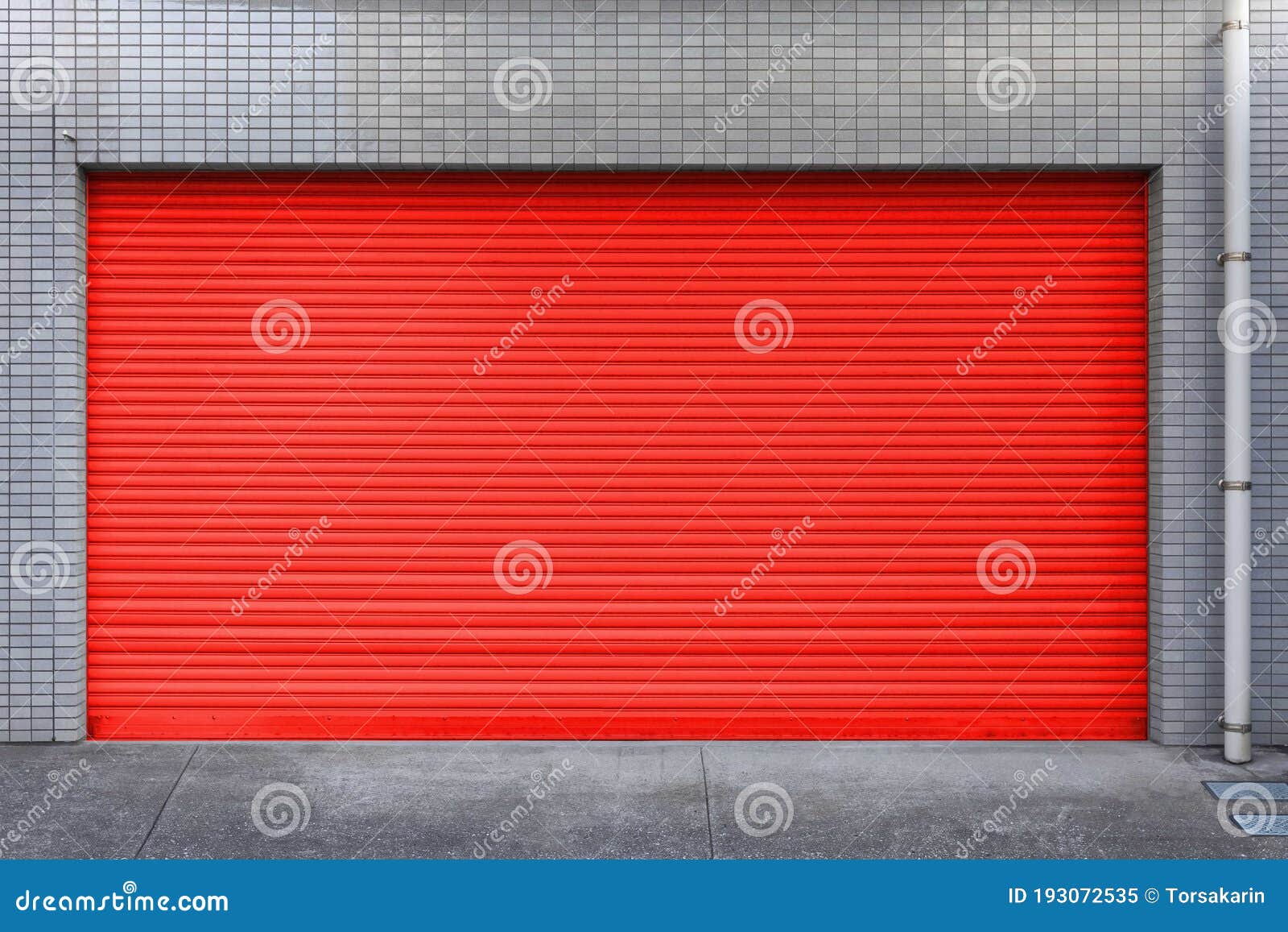 Red Metal Roller Shutter Doors on the Ground Floor of the House Stock ...