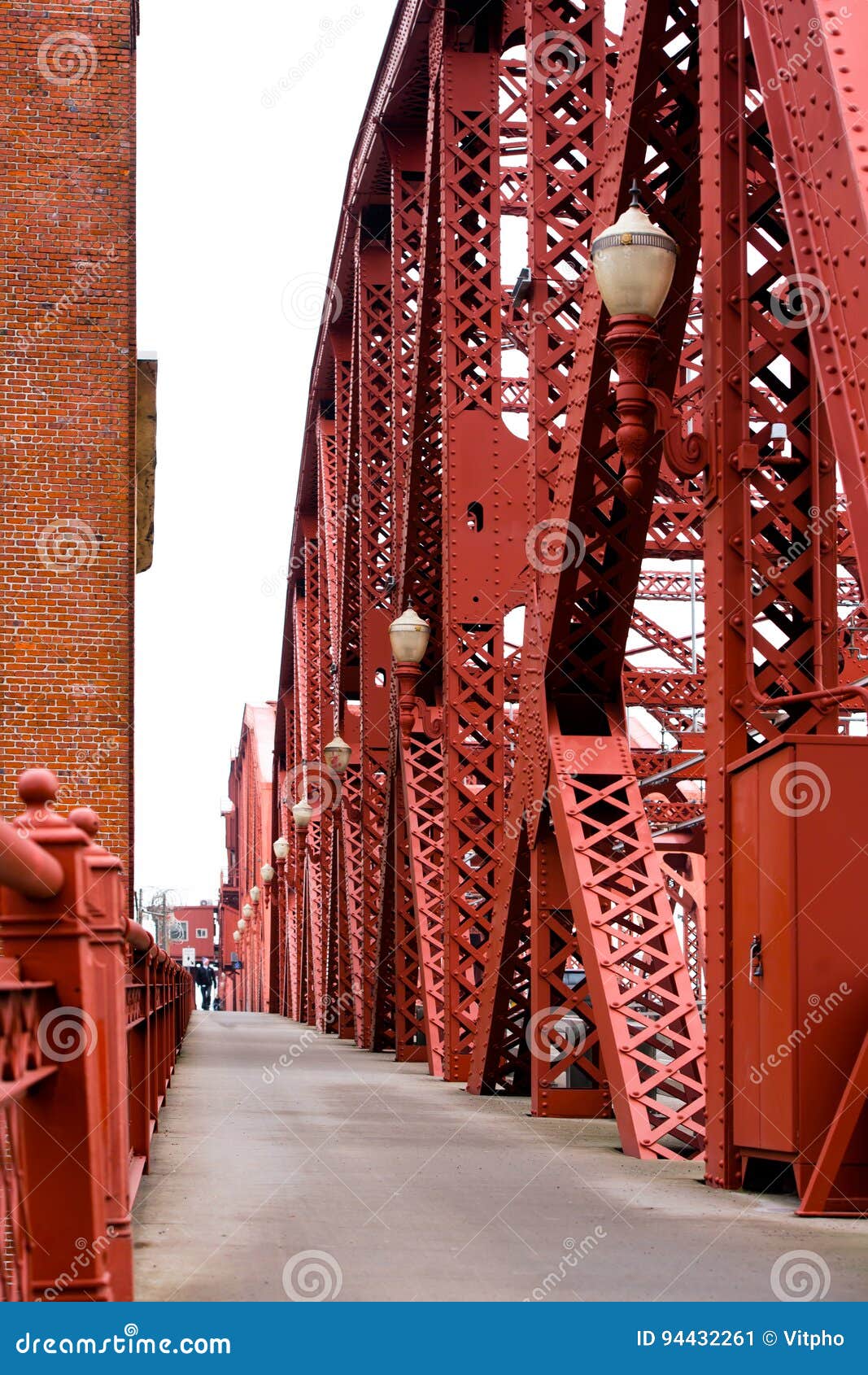 Red Metal Structures Connected by Rivets Broadway Bridge Stock Image ...