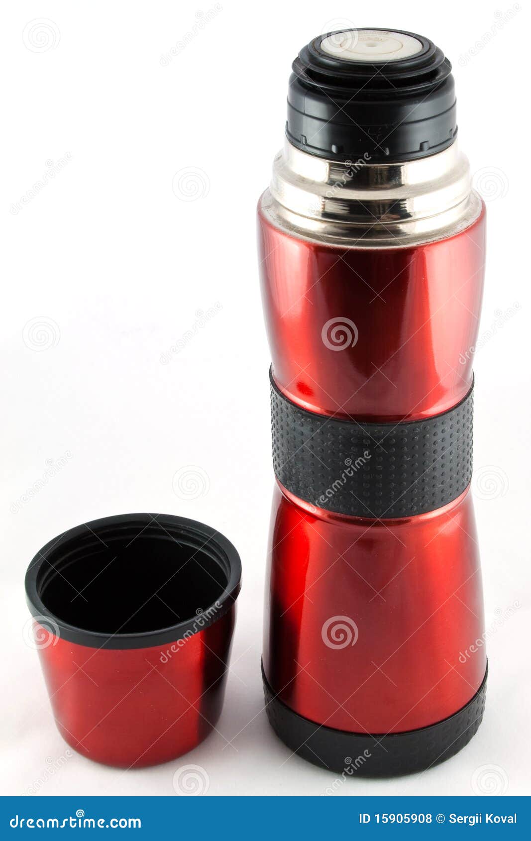 Red metal thermos stock photo. Image of cutout, temperature - 15905908