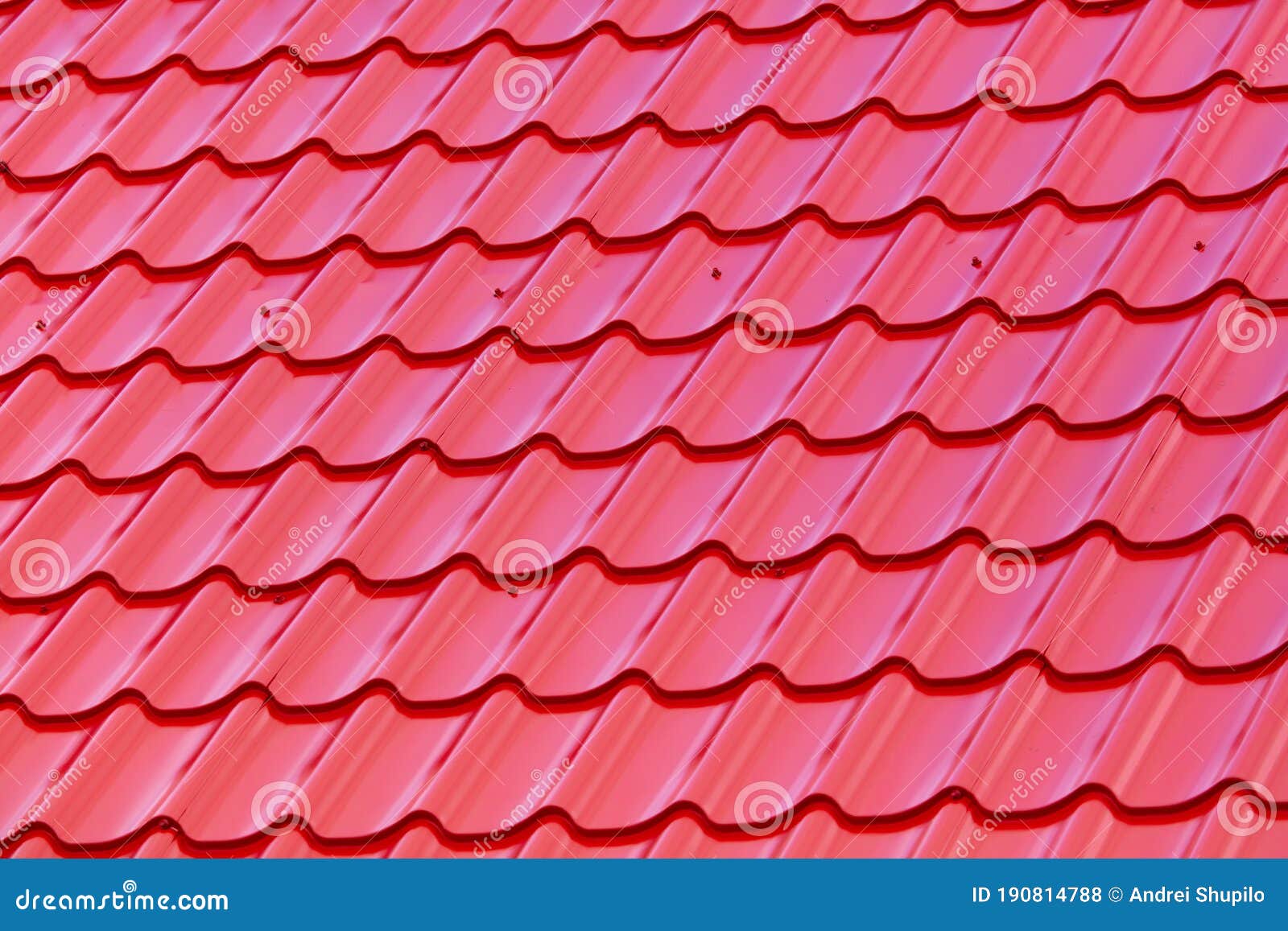Red Metal Tile on the Roof of the House Stock Photo - Image of wave ...