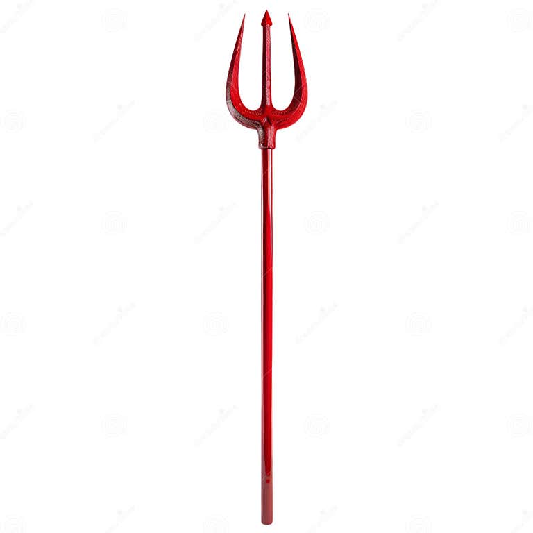 Red Metal Trident with Three Points Isolated on White Background Stock ...