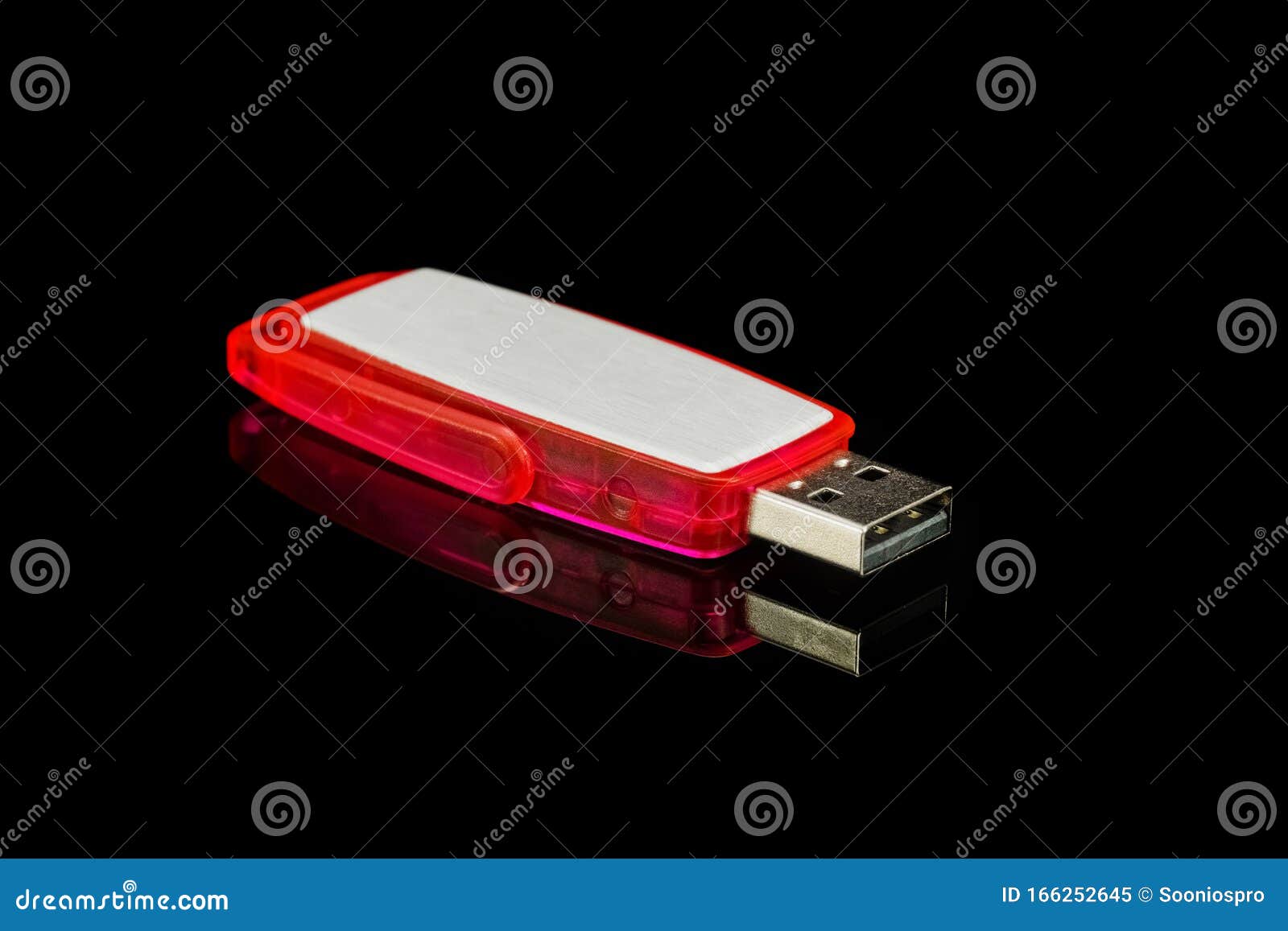 Red and Metal USB Flash Drive with Surface Reflection Stock Image ...