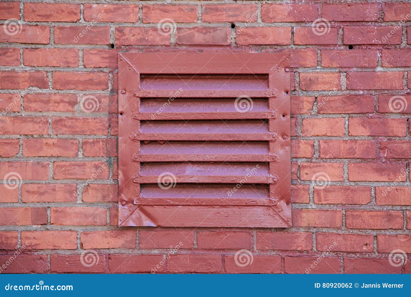 Red Metal Vent on Brick Wall Stock Photo - Image of wallpaper, shut ...