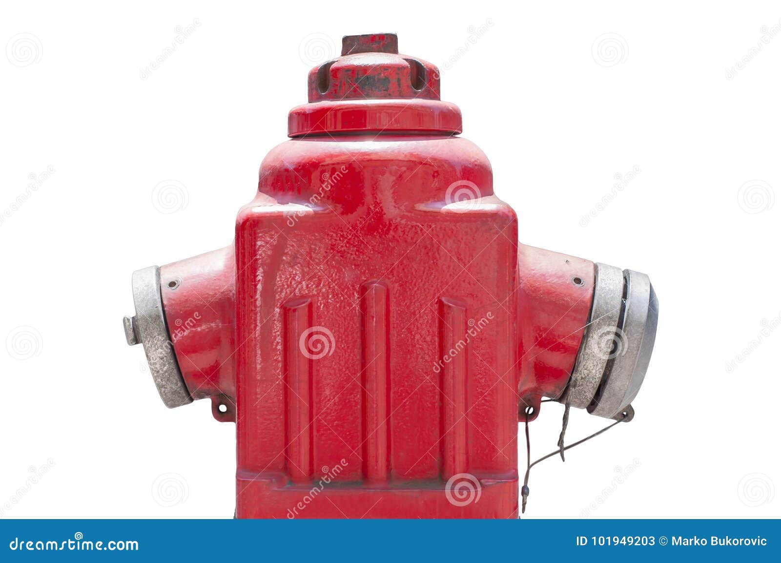 Red Metallic Fire Hydrant or Fire Department Connection Isolated Stock ...