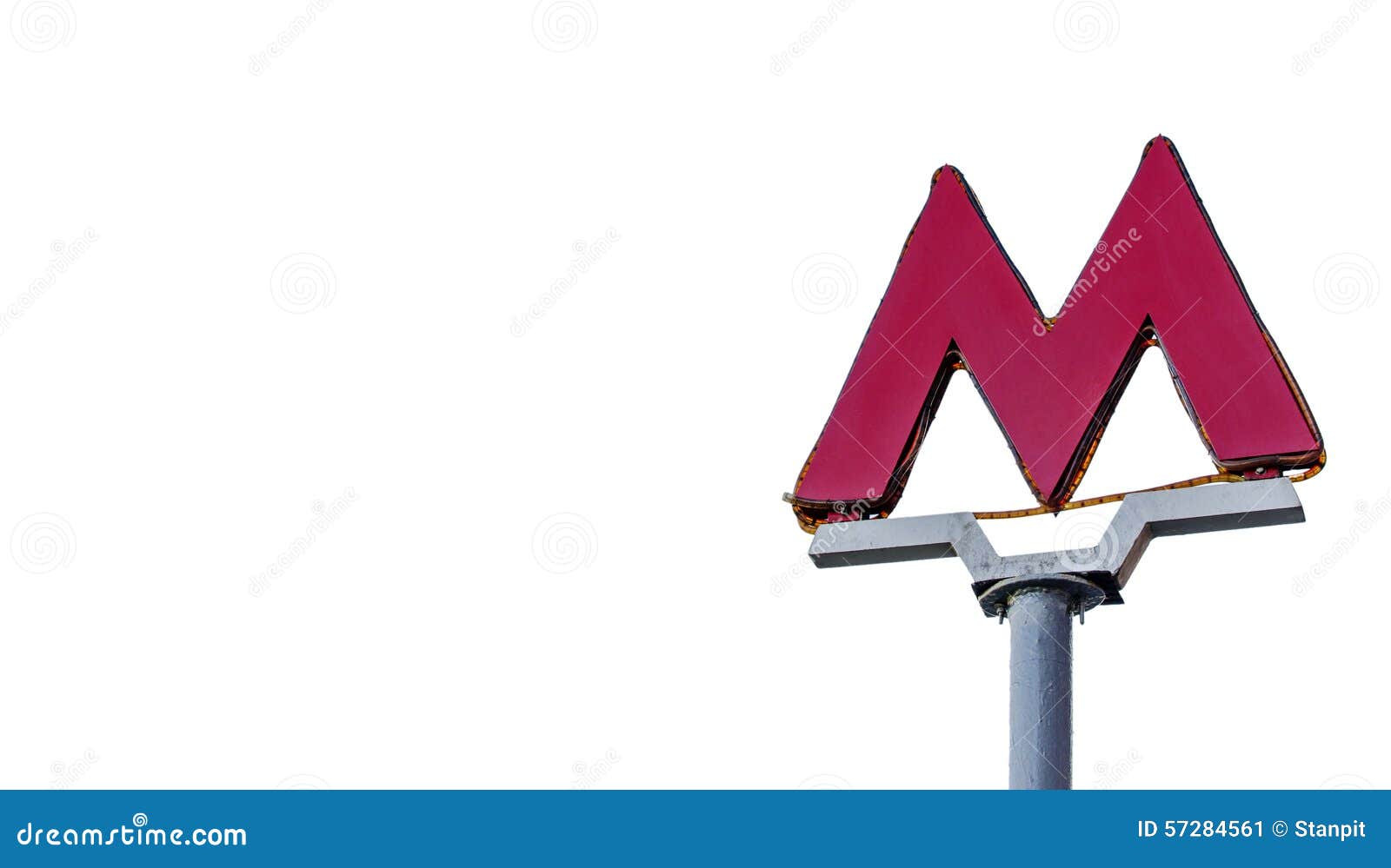 Red Metro Sign on Background Stock Illustration - Illustration of ...