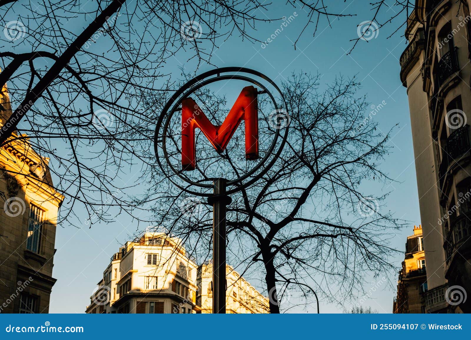 Red metro sign in Paris. editorial photography. Image of public - 255094107