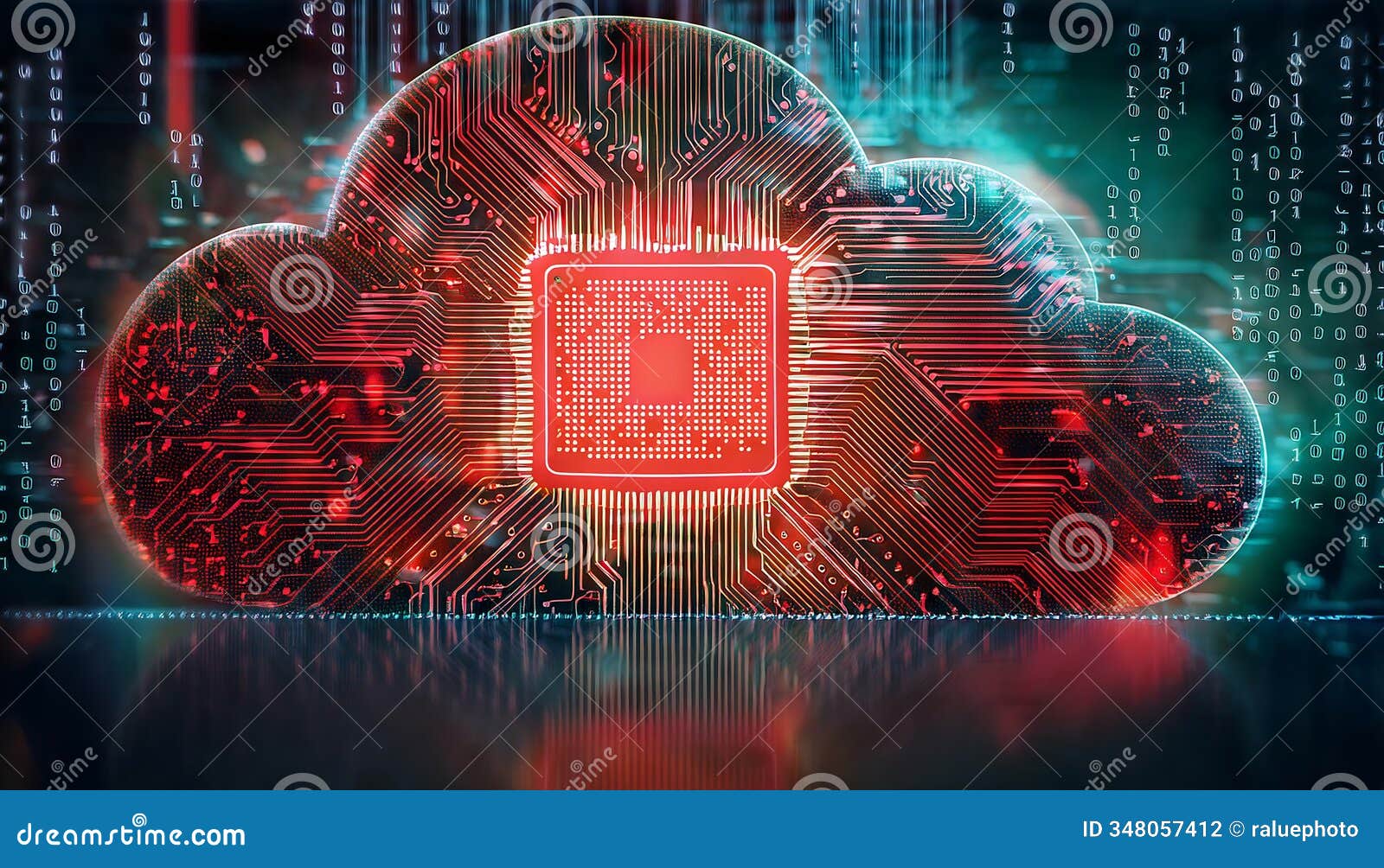A Red Microcircuit in the Shape of a Cloud on a Dark Background with ...