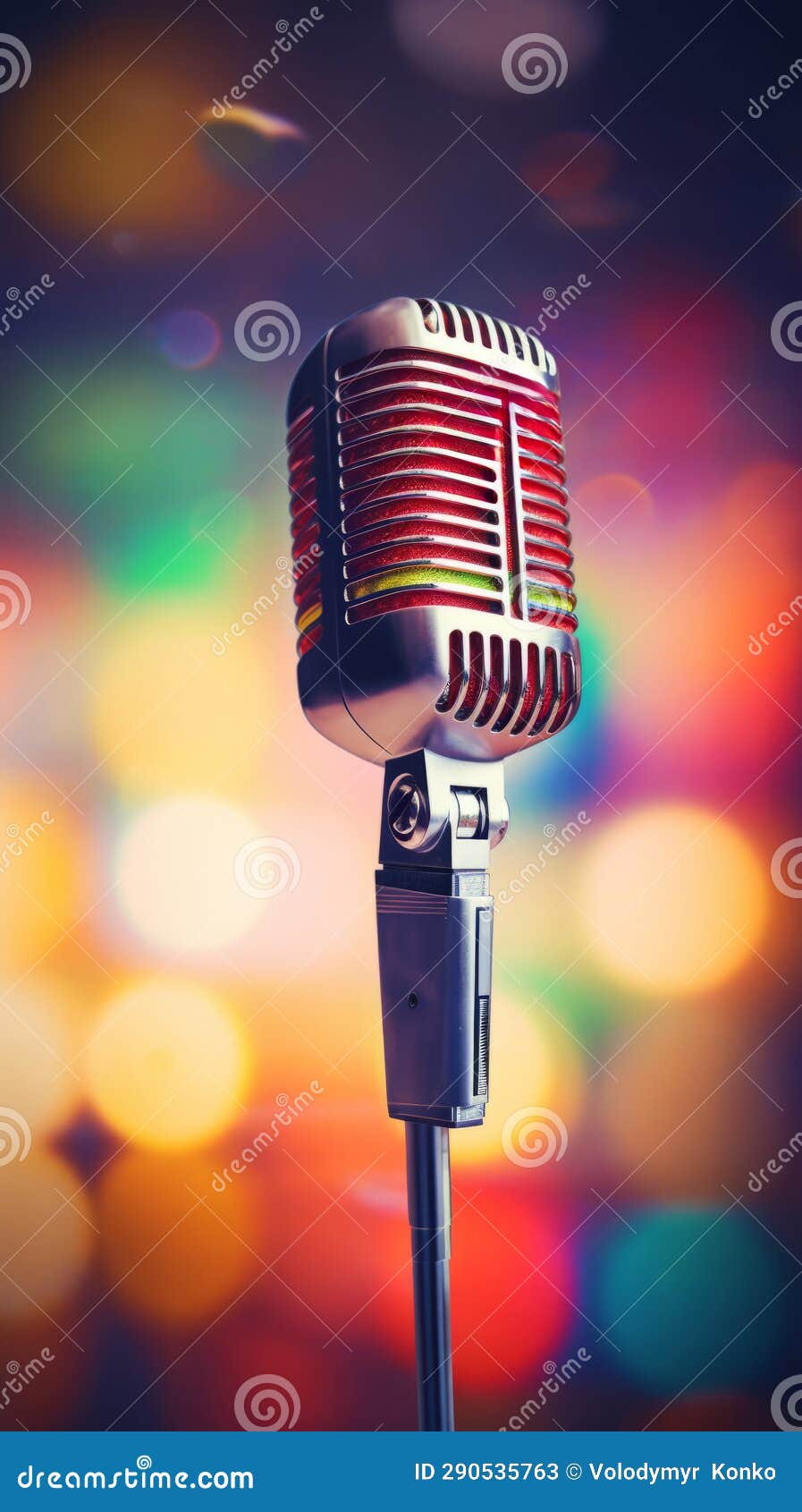 A Red Microphone with a Blurred Background Stock Image - Image of ...