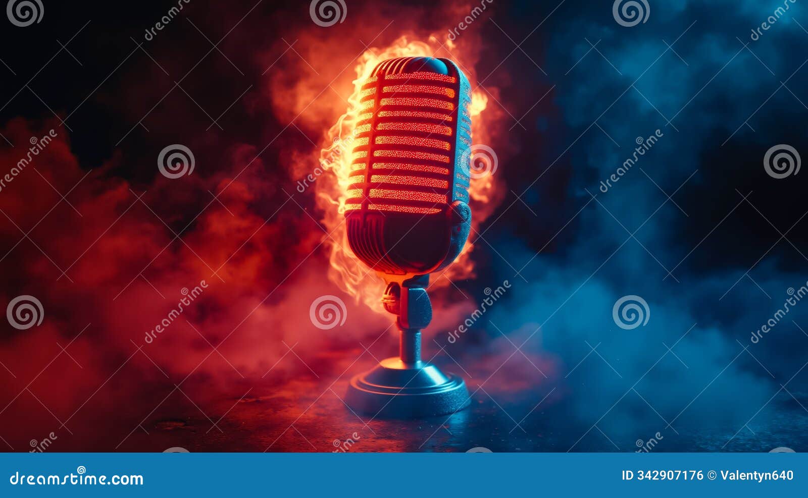 A Red Microphone on Fire with Smoke Coming Out of it Stock Photo ...