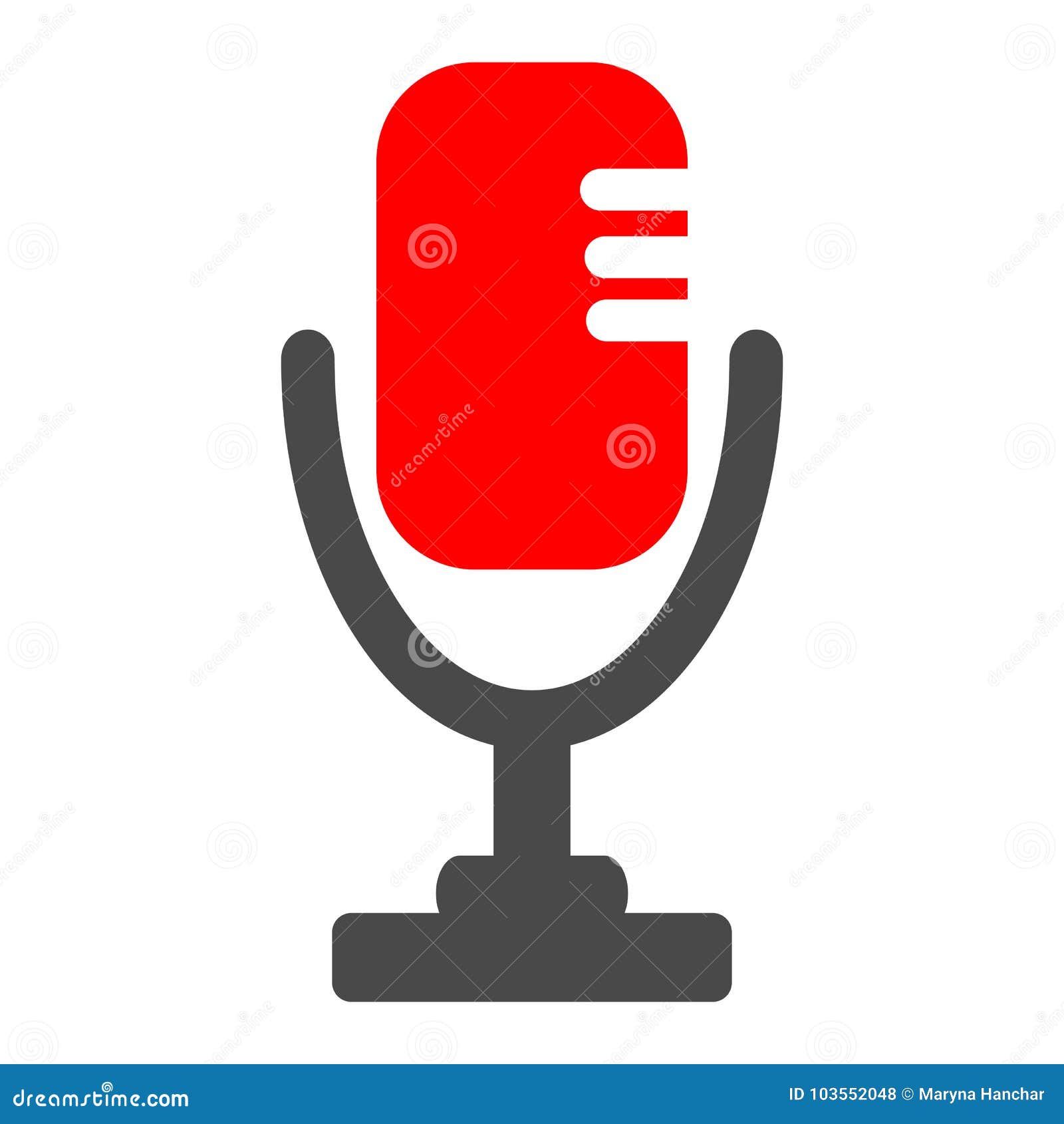 Red Microphone Flat Icon stock vector. Illustration of icon - 103552048