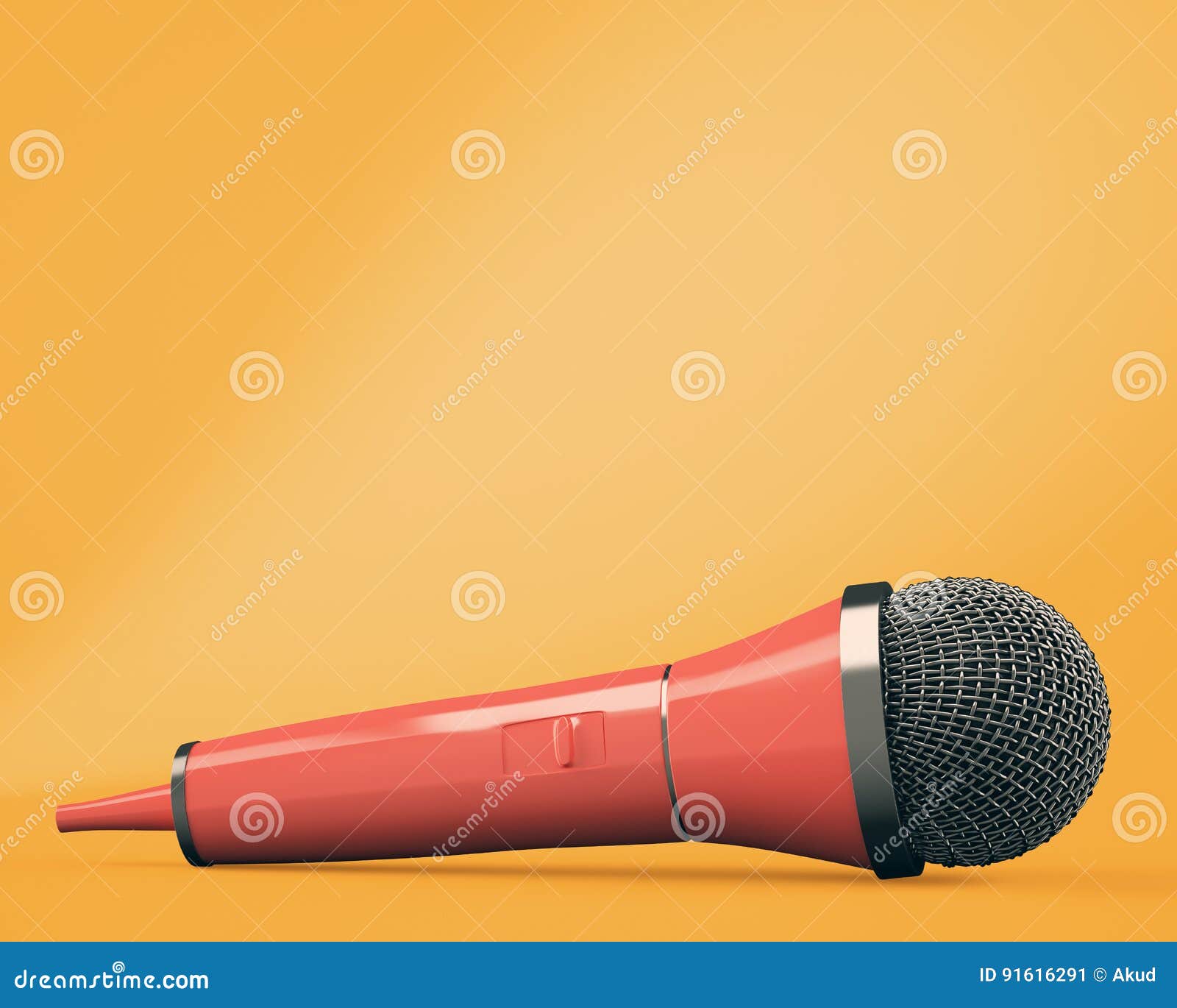 Red Microphone on Orange Background. 3d Render Stock Illustration ...