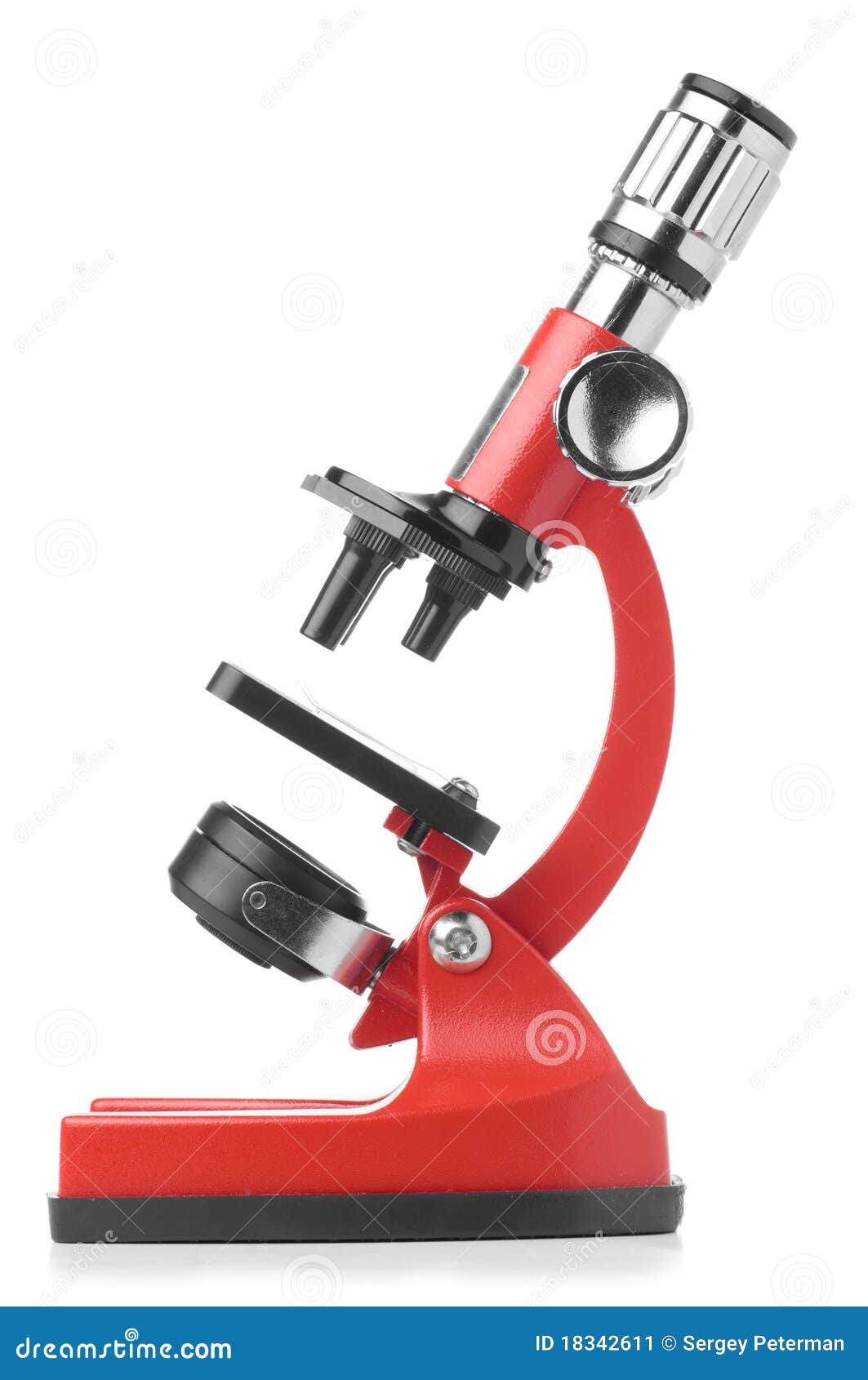 Red microscope stock image. Image of background, instrument - 18342611