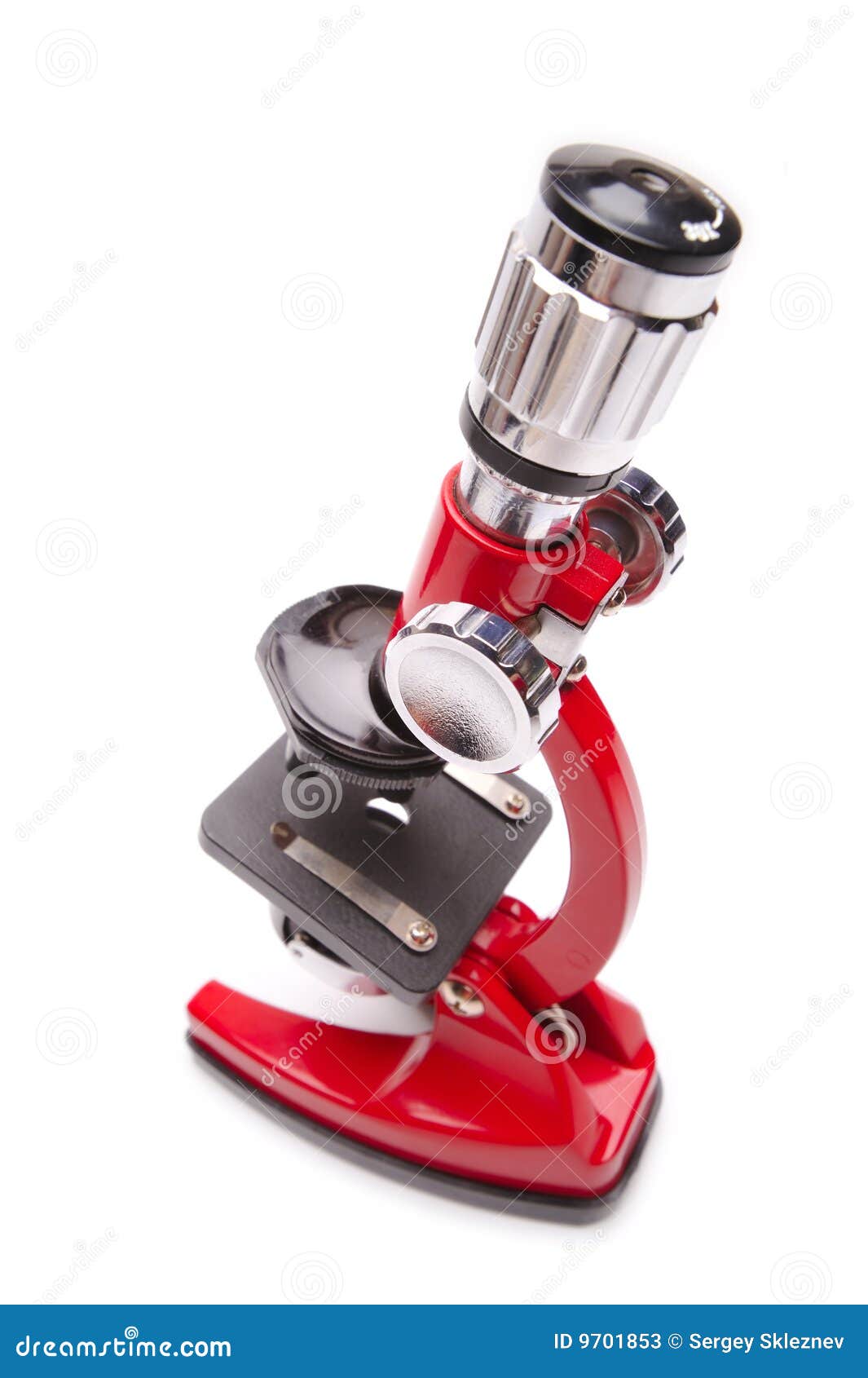 Red microscope stock image. Image of eyepiece, laboratory - 9701853