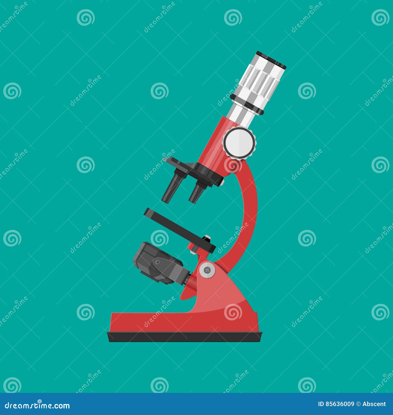 Red Microscope Isolated on Green Stock Vector - Illustration of doctor ...