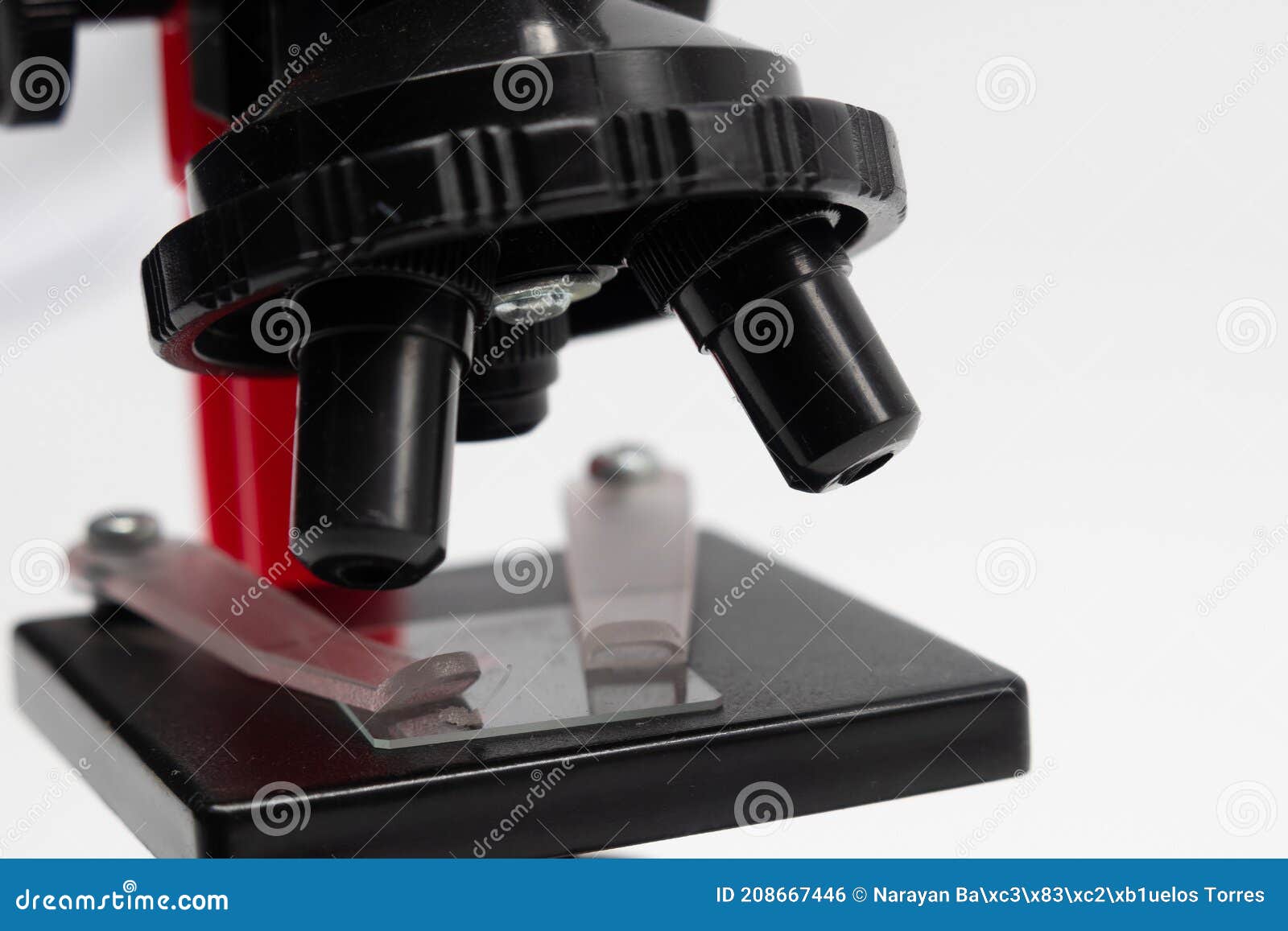 Red Microscope for Science and Education Stock Photo - Image of ...