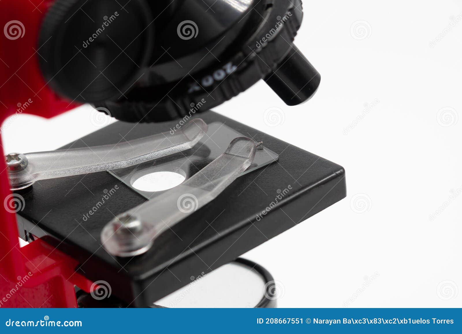 Red Microscope for Science and Education Stock Image - Image of ...