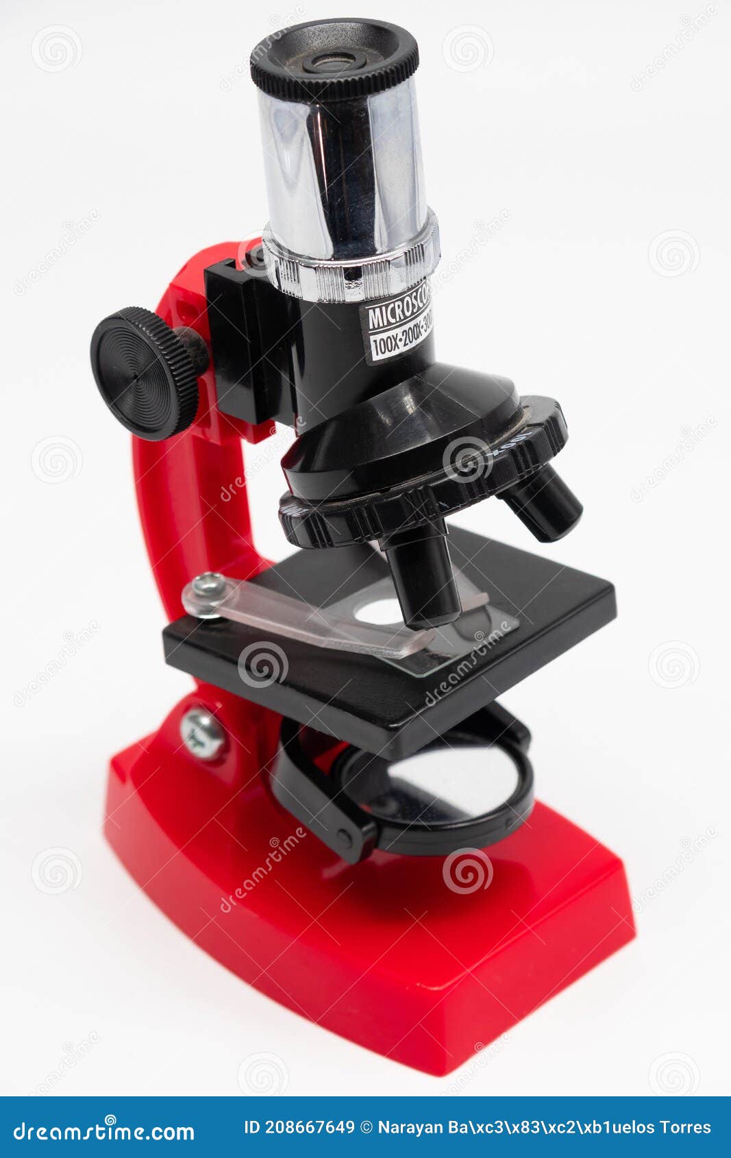 Red Microscope for Science and Education Stock Image - Image of biology ...