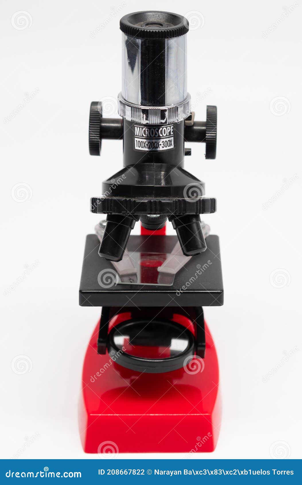 Red Microscope for Science and Education Stock Photo - Image of biology ...