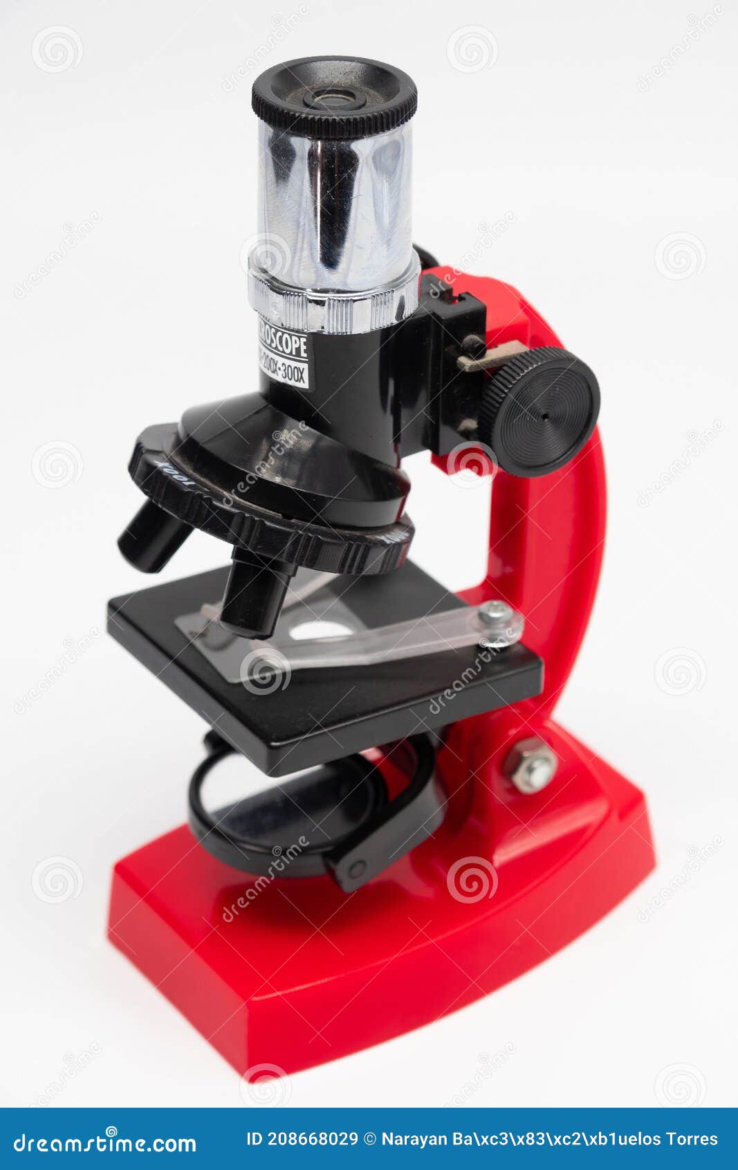 Red Microscope for Science and Education Stock Image - Image of biology ...