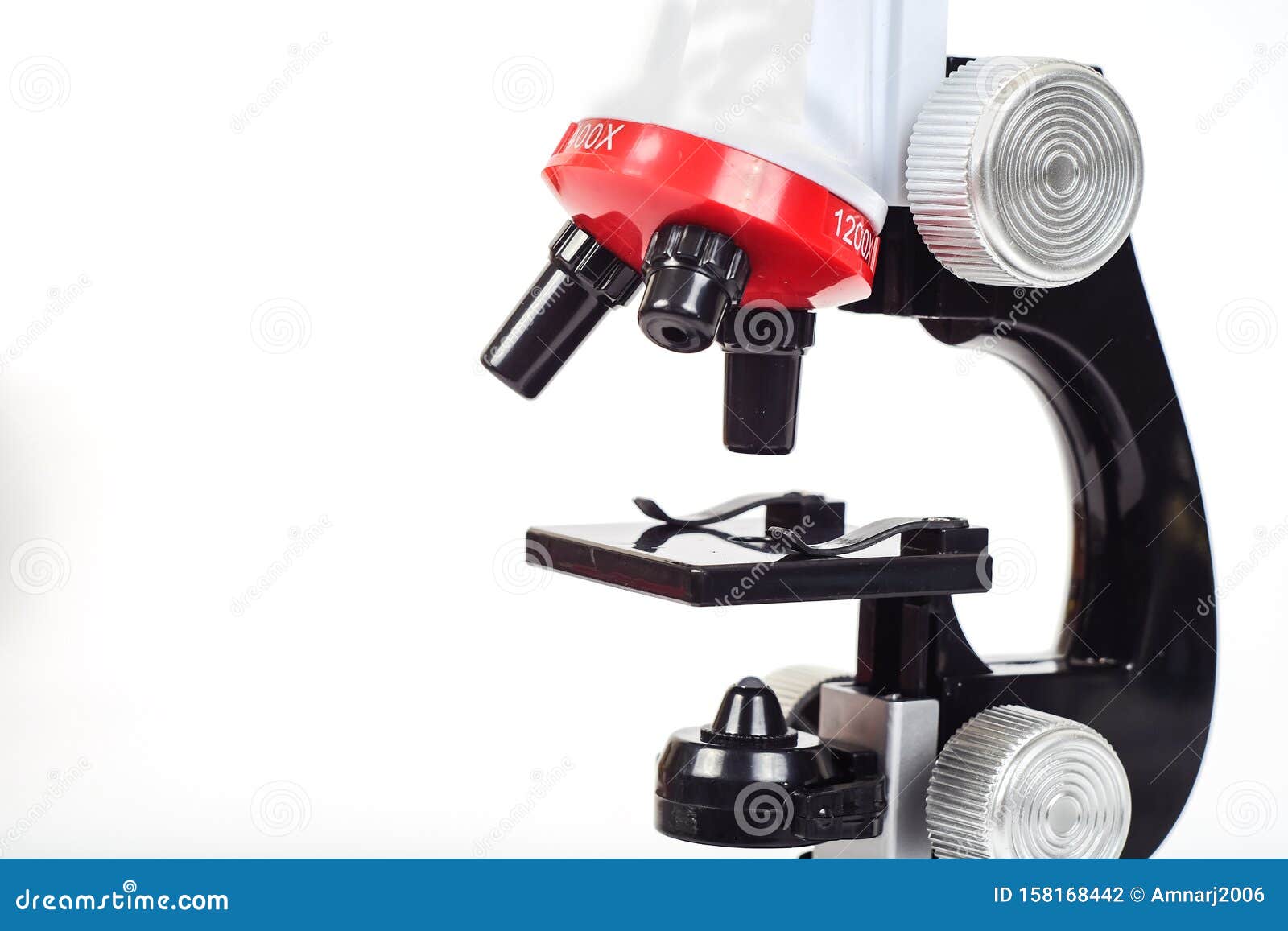 Red Microscope ,science Tool on White Stock Photo - Image of ...