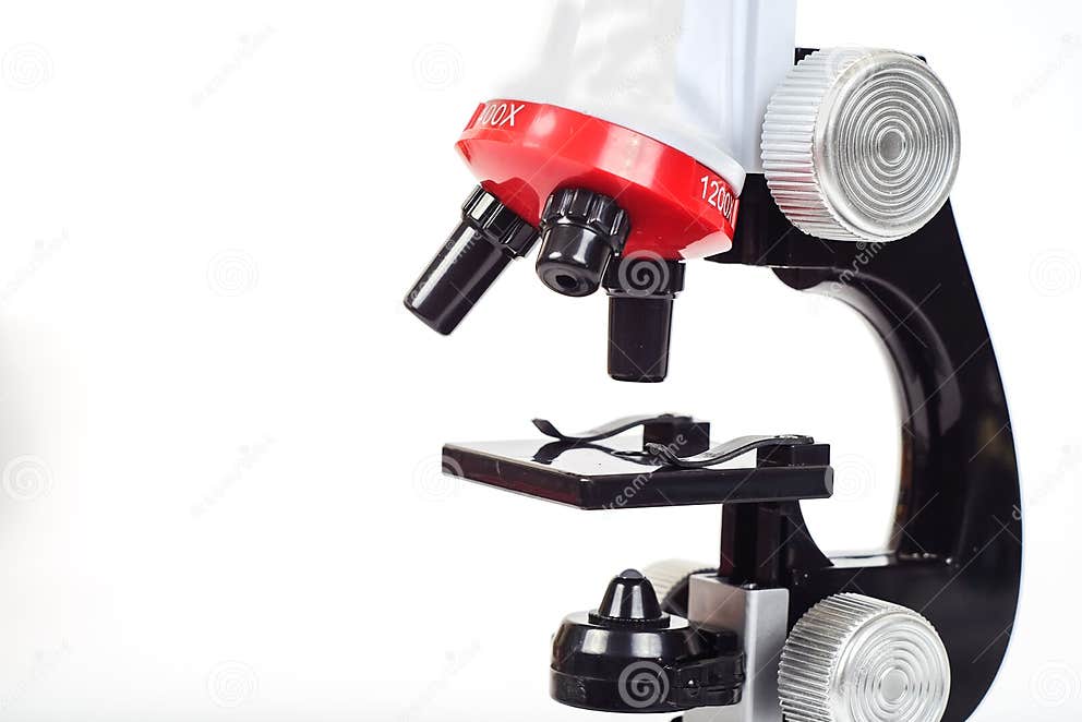 Red Microscope ,science Tool on White Stock Photo - Image of ...