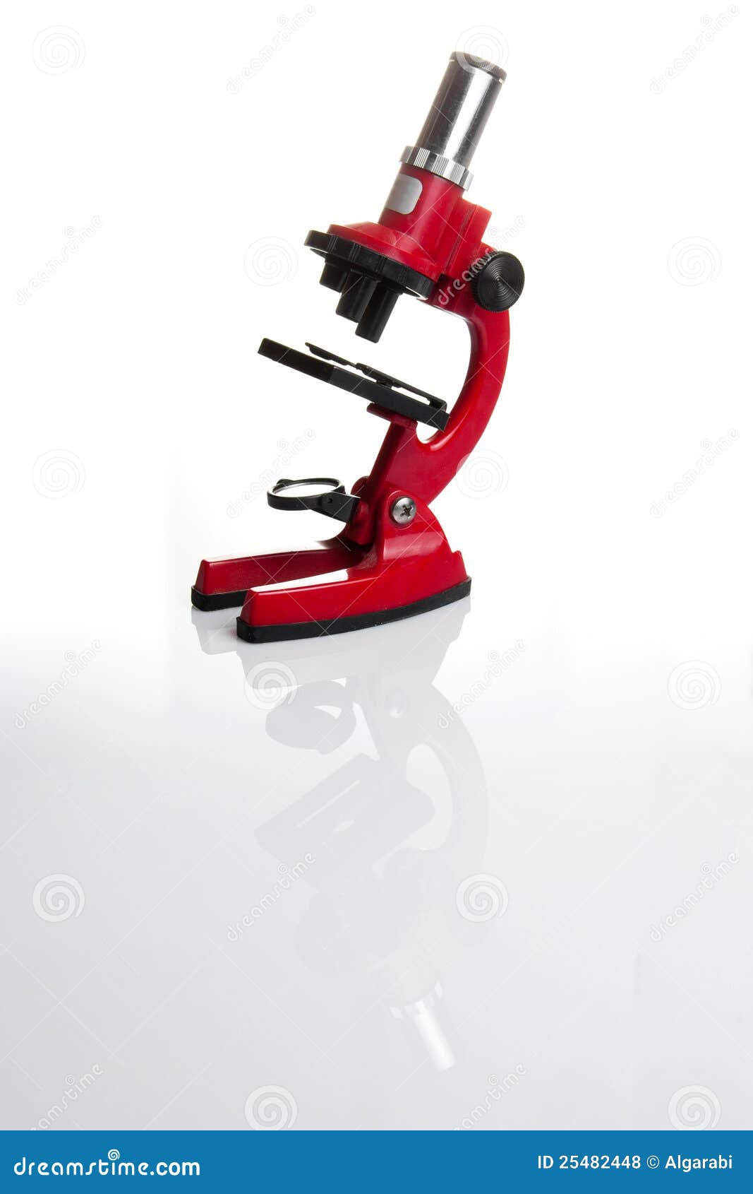 Red Microscope on White Background Stock Photo - Image of optical ...