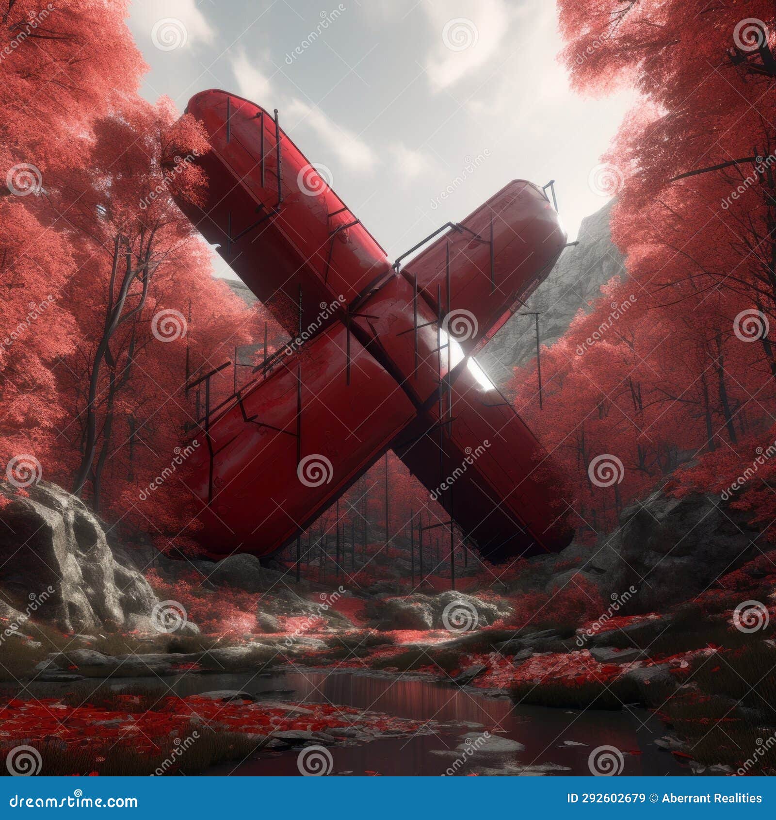A Red X in the Middle of a Forest Stock Illustration - Illustration of ...