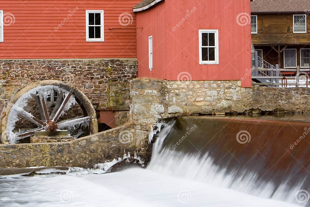 The Red Mill with Waterfalls Stock Image - Image of hunterdon, trees ...