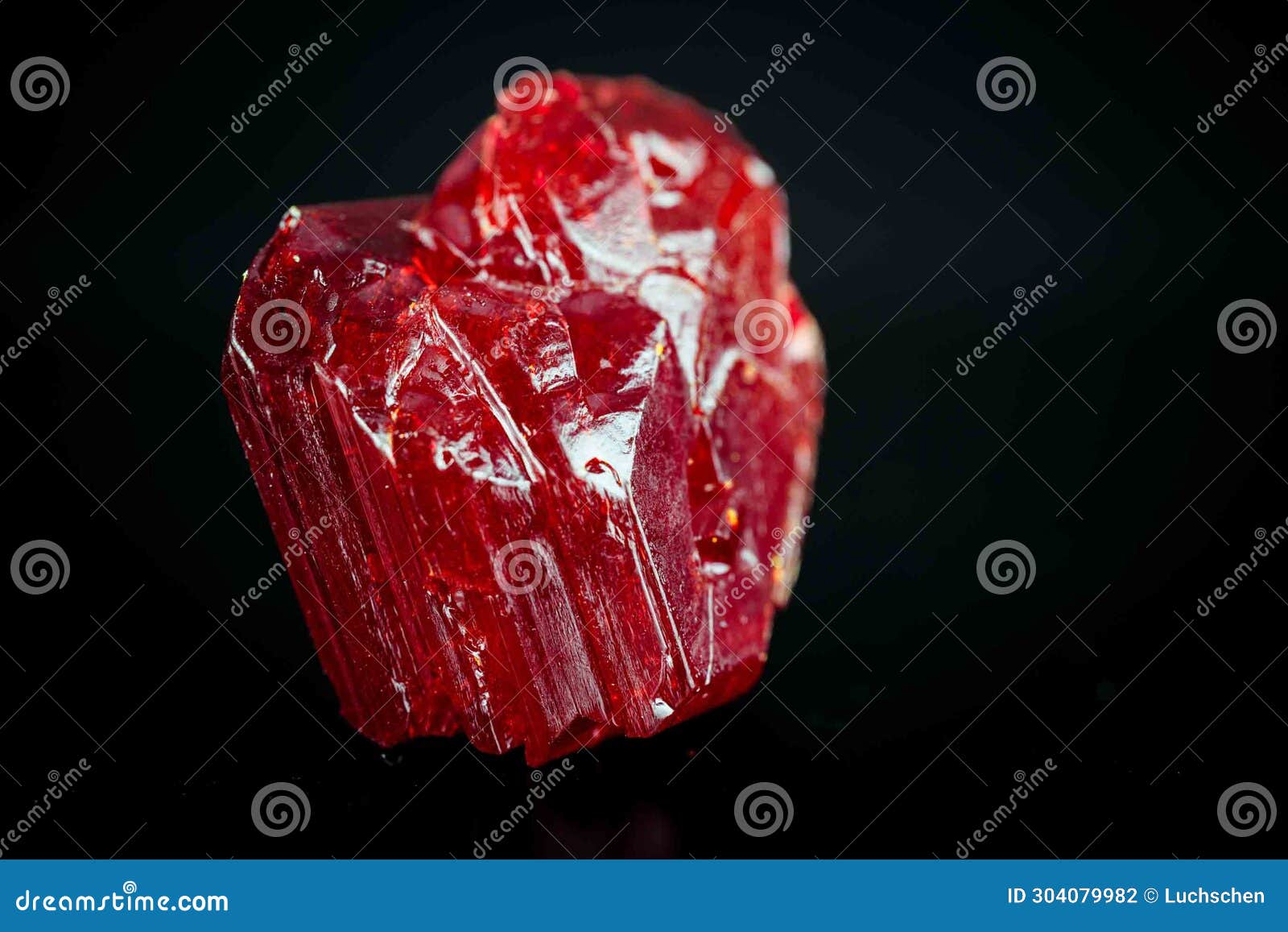 Red Mineral Crystal on a Black Background Stock Photo - Image of ...
