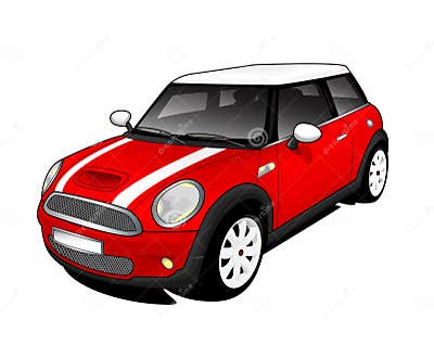 Red Mini Cooper stock vector. Illustration of white, stripe - 9109321