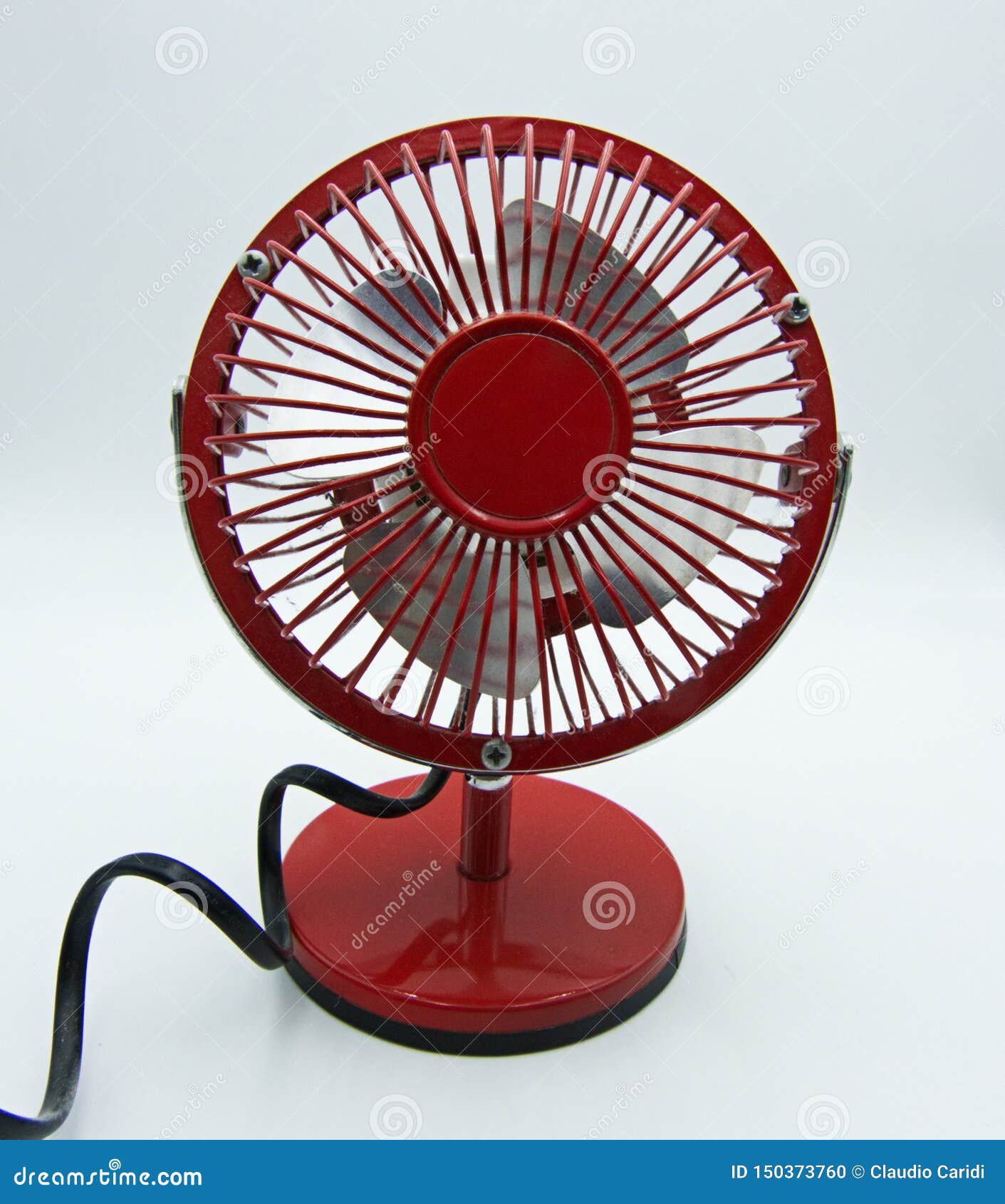 Red Mini Fan on White Background Stock Photo - Image of blade, motion ...