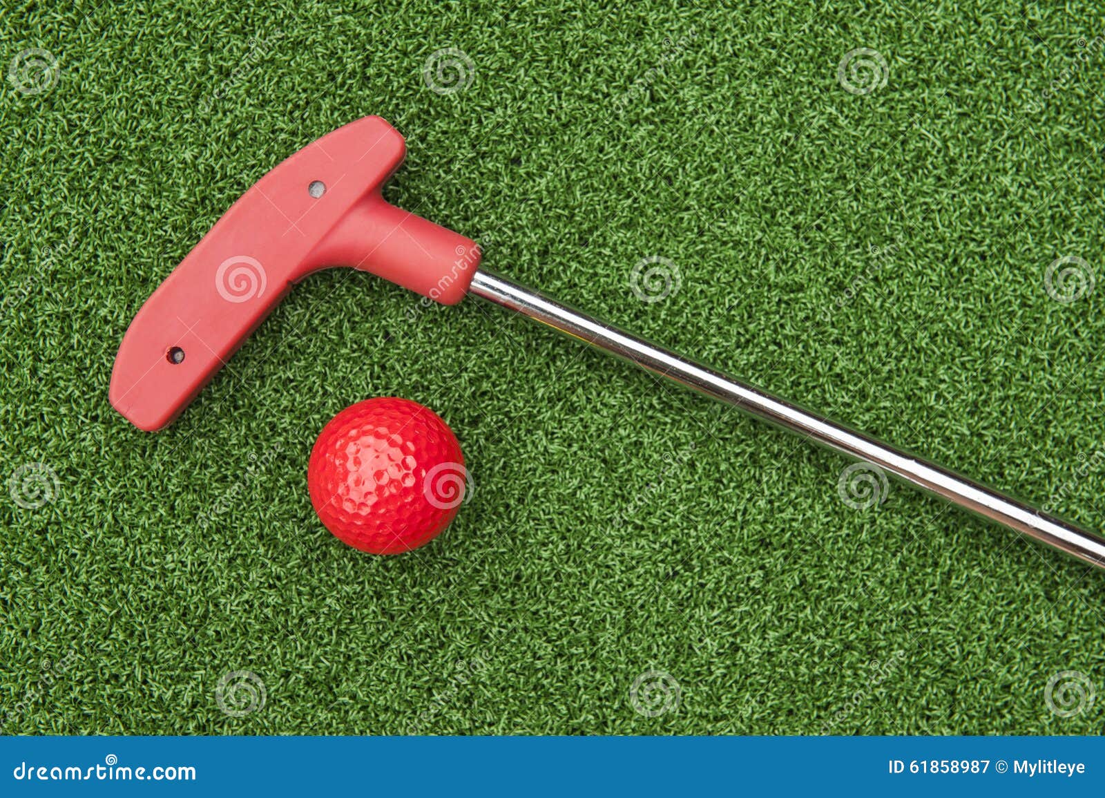 Red Mini Golf Putter and Ball Stock Image - Image of horizontal ...