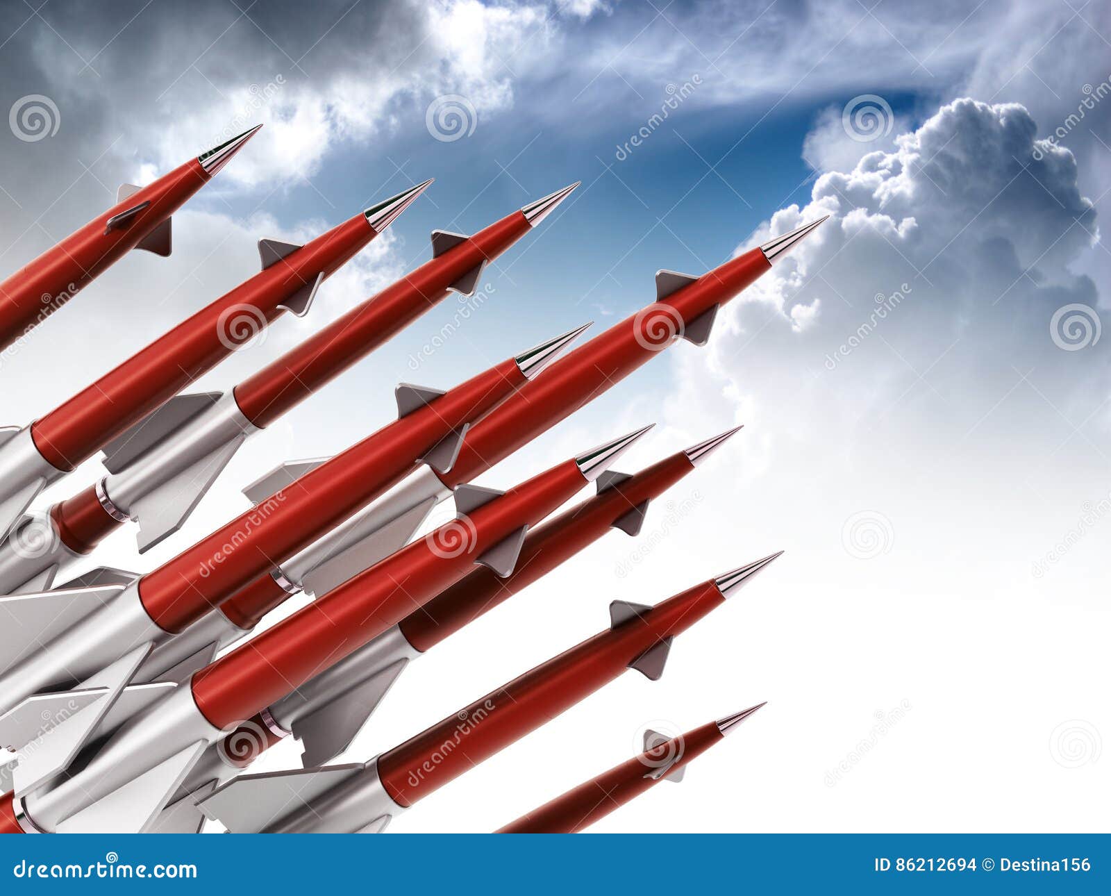 Red Missiles Aimed for the Sky. 3D Illustration Stock Illustration ...