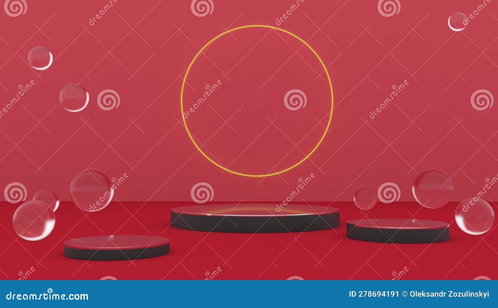 Red Mockup Stage Glass Spheres 3d Stock Illustration - Illustration of ...