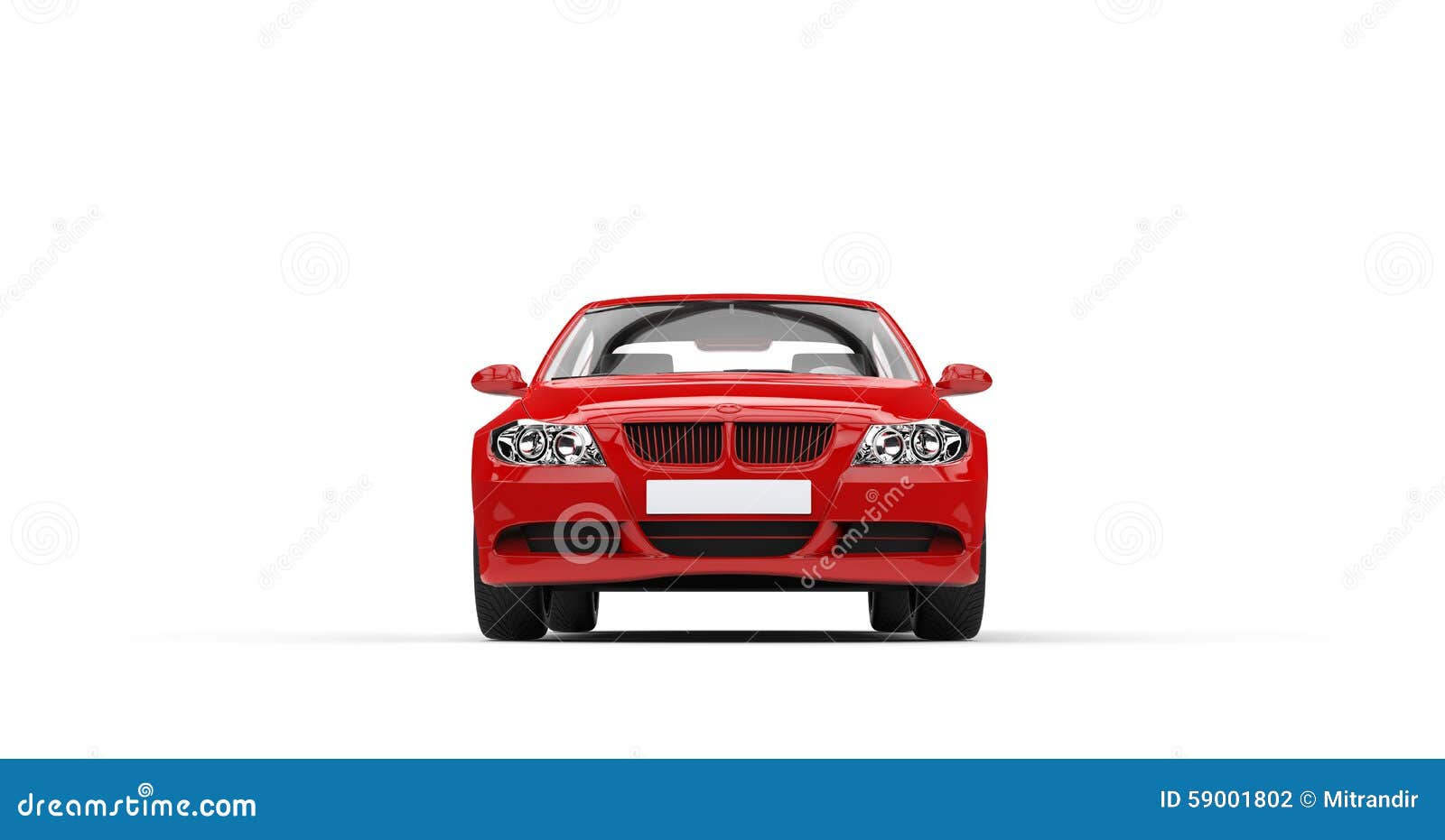 Red Modern Car - Front View Stock Illustration - Illustration of power ...