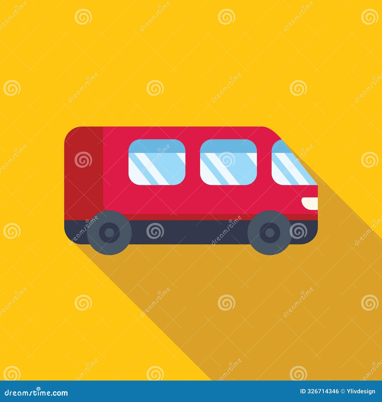 Red Modern Coach Bus Standing Side View on Yellow Background Stock ...