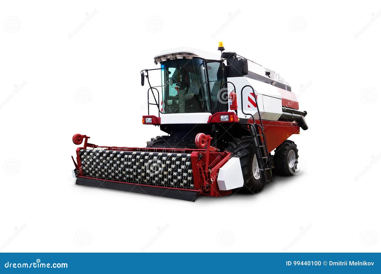 Red Modern Combine Separately Stock Photo - Image of field ...