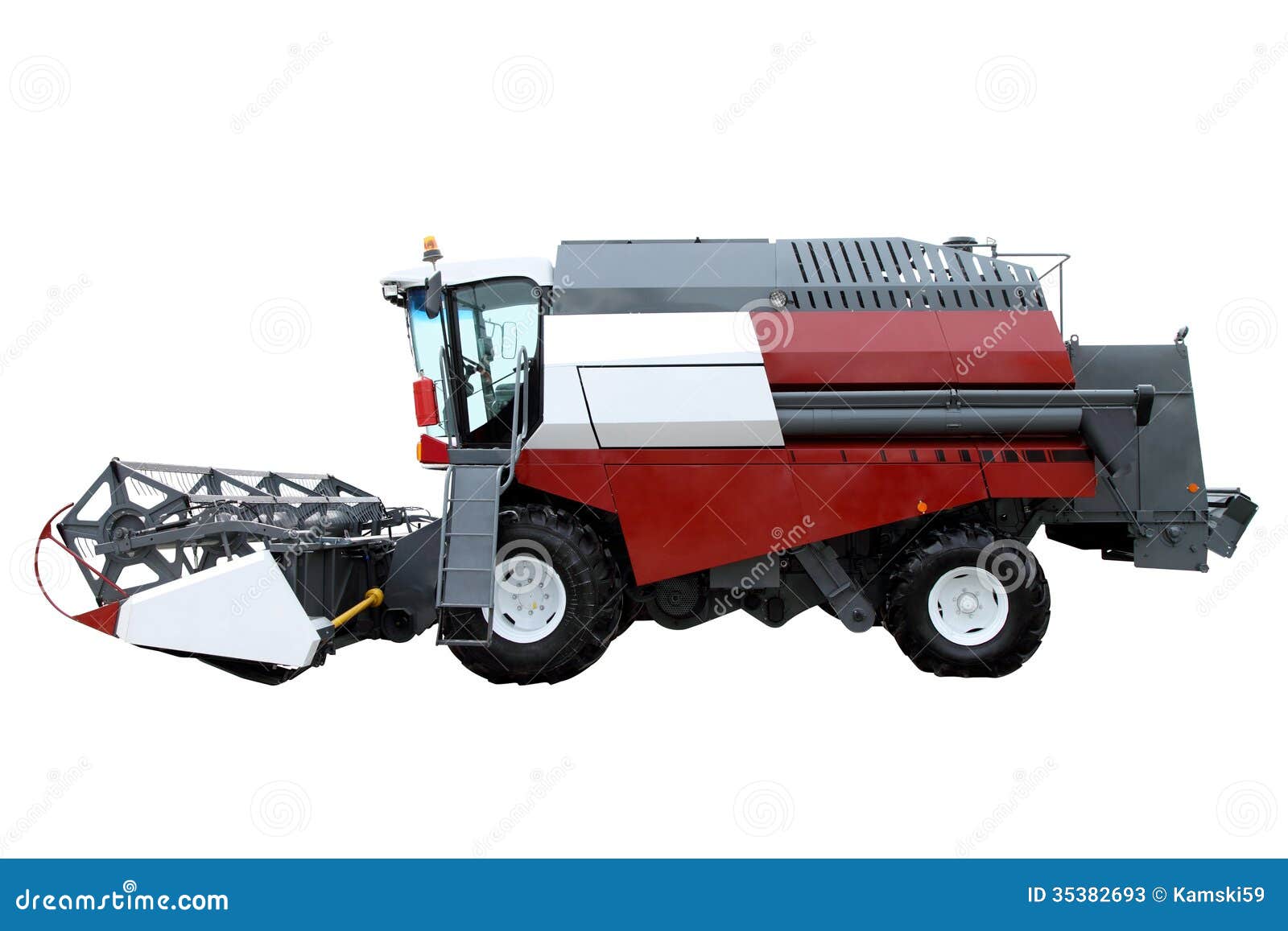 Red modern combine stock image. Image of harvesting, building - 35382693