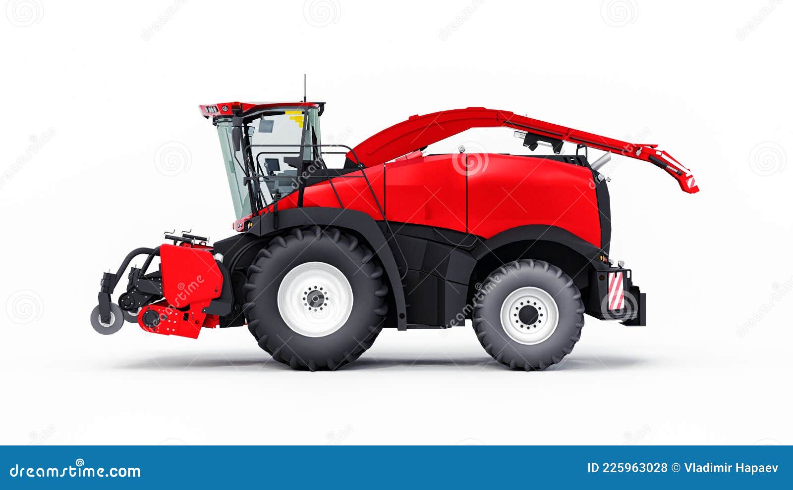 Red Modern Combine on a White Background. 3d Rendering. Stock ...