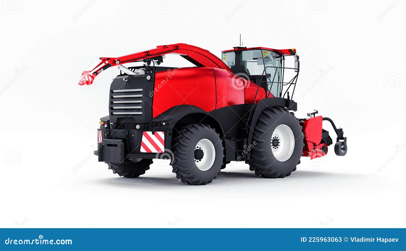 Red Modern Combine on a White Background. 3d Rendering. Stock ...