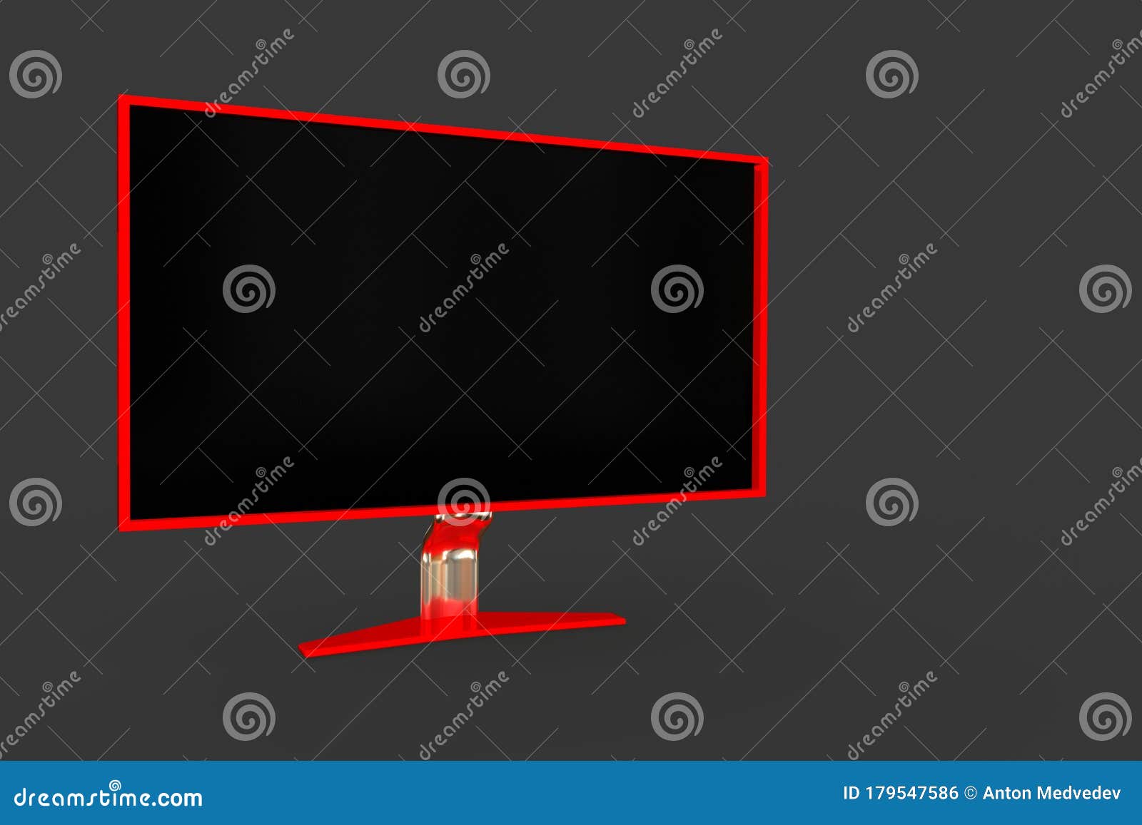 Red Modern Computer Display with Fictive Design Isolated on Grey ...