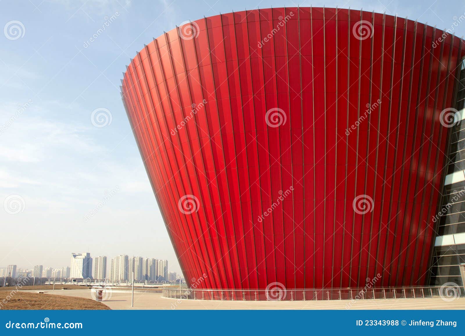 Red Modern Cup-shaped Building Stock Photo - Image of urban, chinese ...