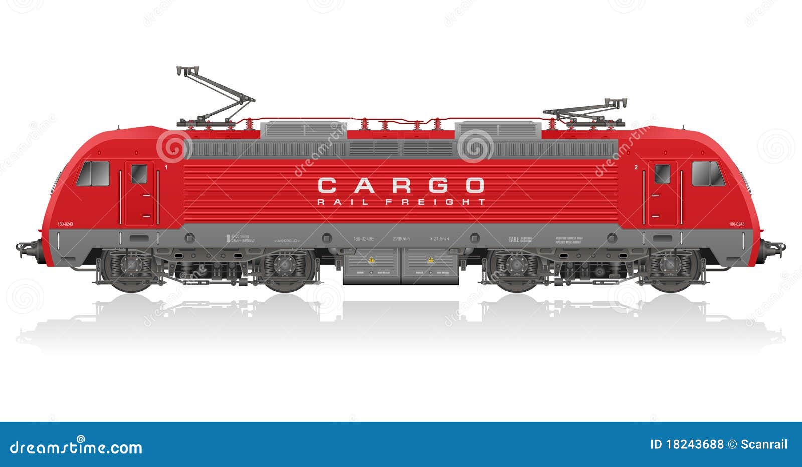Red Modern Electric Locomotive Vector Illustration | CartoonDealer.com ...