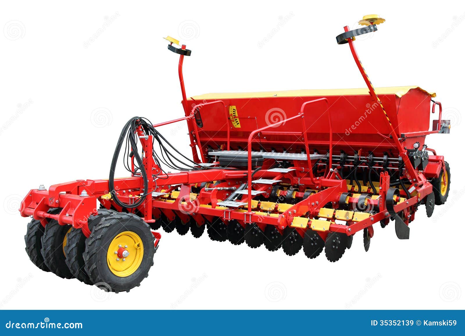 Red modern seeder stock image. Image of white, seed, bunker - 35352139